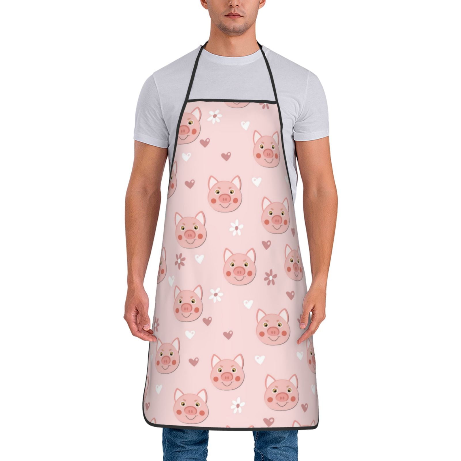 Aprons for Men Women - Modern Cartoon Cute Pig Pink Cooking Kitchen ...