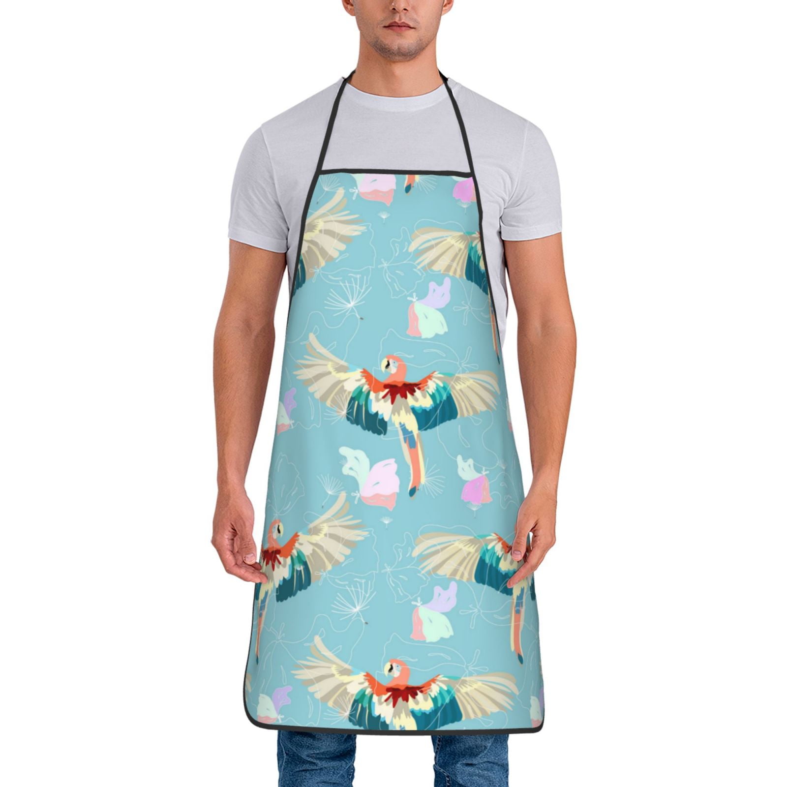 Aprons for Men Women - Pastel Painted Flying Cute Parrot Cooking ...