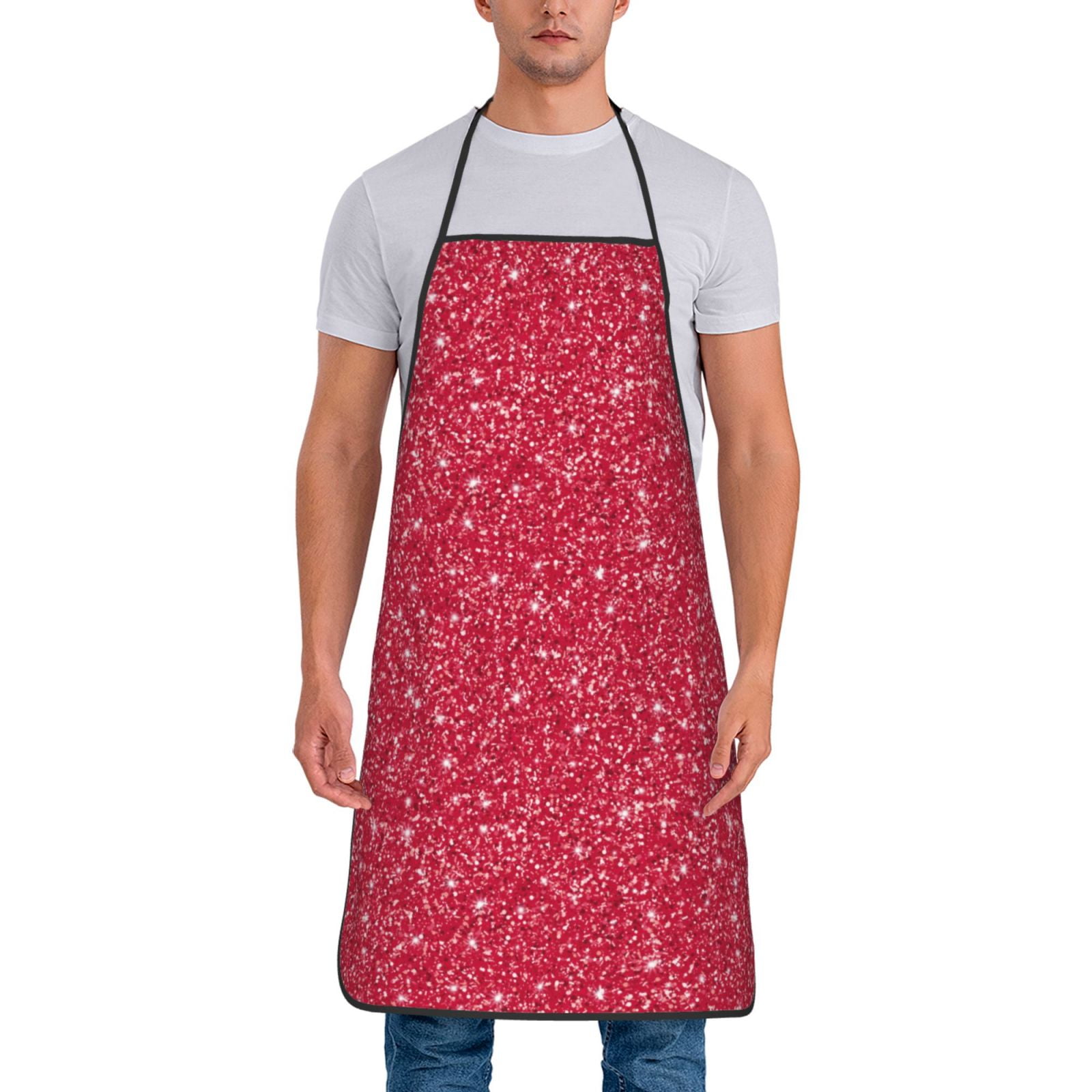 Aprons for Men Women - Red Glitter Lightning Print Cooking Kitchen ...