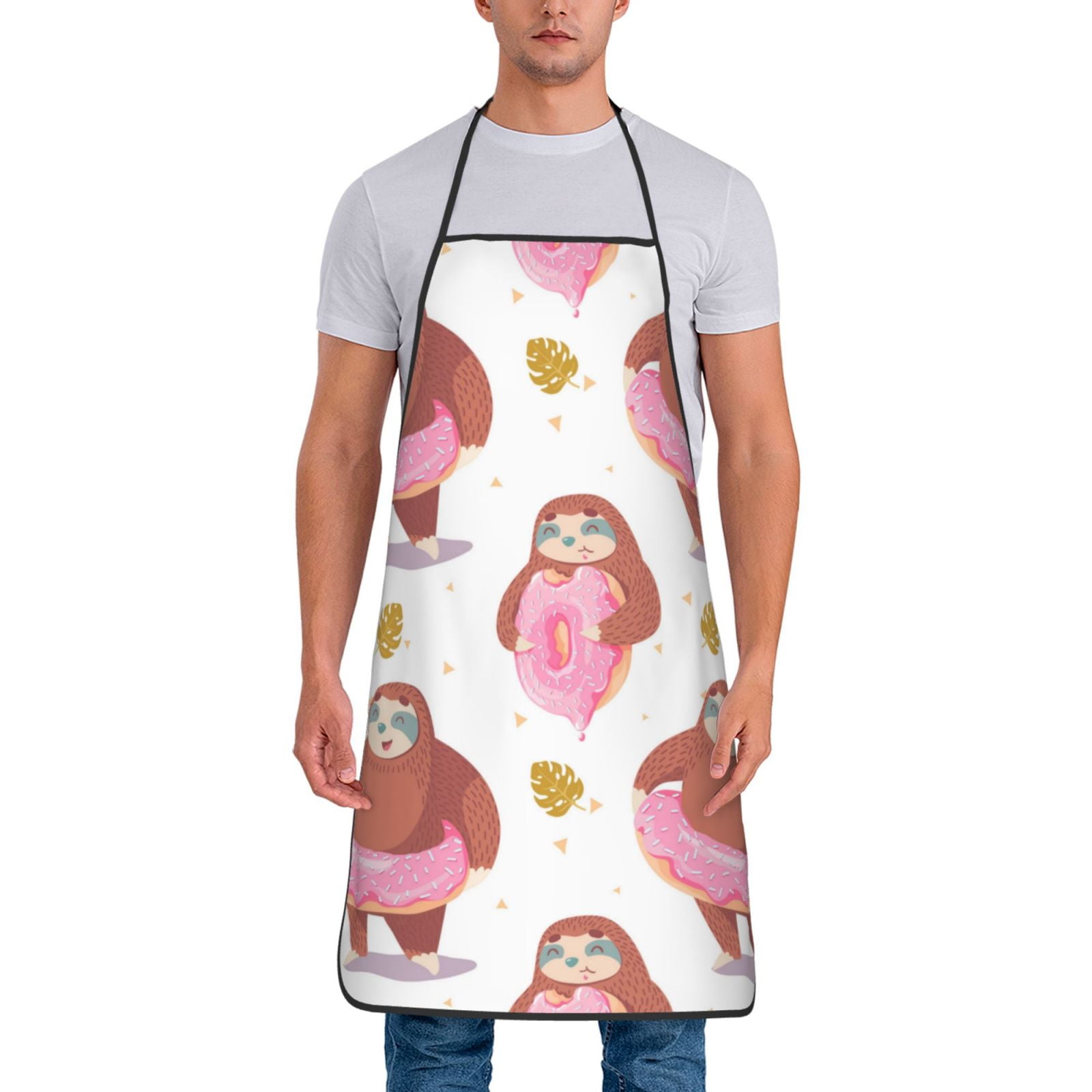 Aprons for Men Women - Sloth with Donuts1 Cooking Kitchen Apron Chef ...