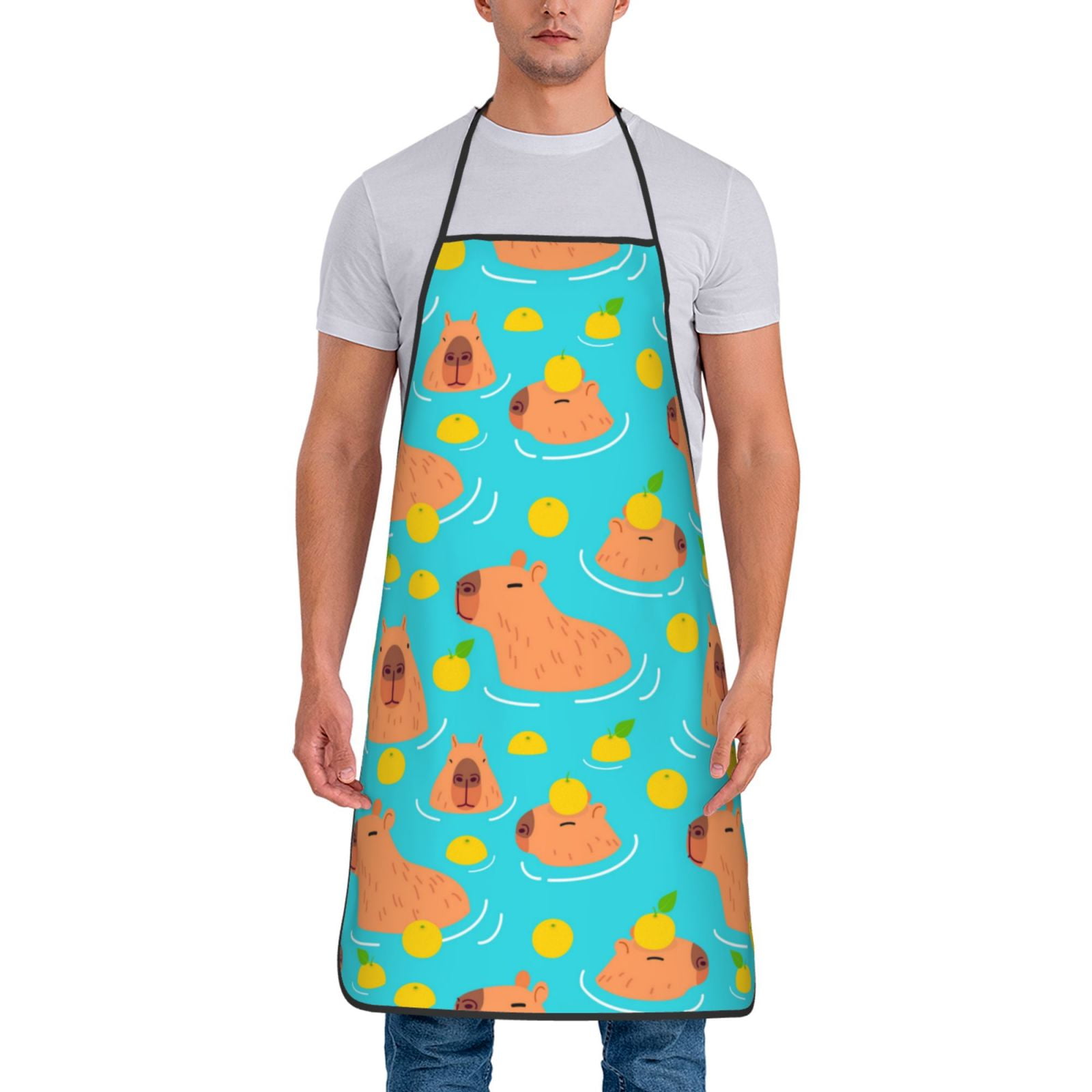 Aprons for Men Women - Swim Capybaras Orange Cooking Kitchen Apron Chef ...