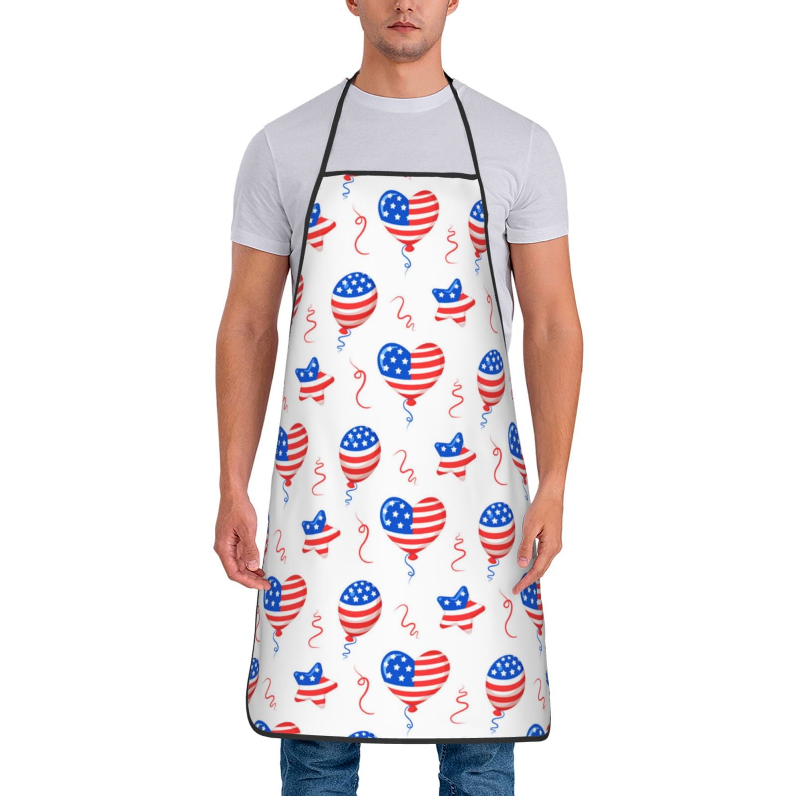 Aprons for Men Women - USA Flag Print balloon Cooking Kitchen Apron ...