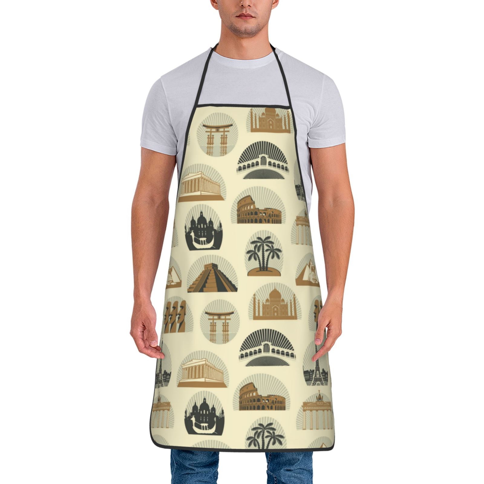 Aprons for Men Women - Vintage Stamps Pattern Cooking Kitchen Apron ...