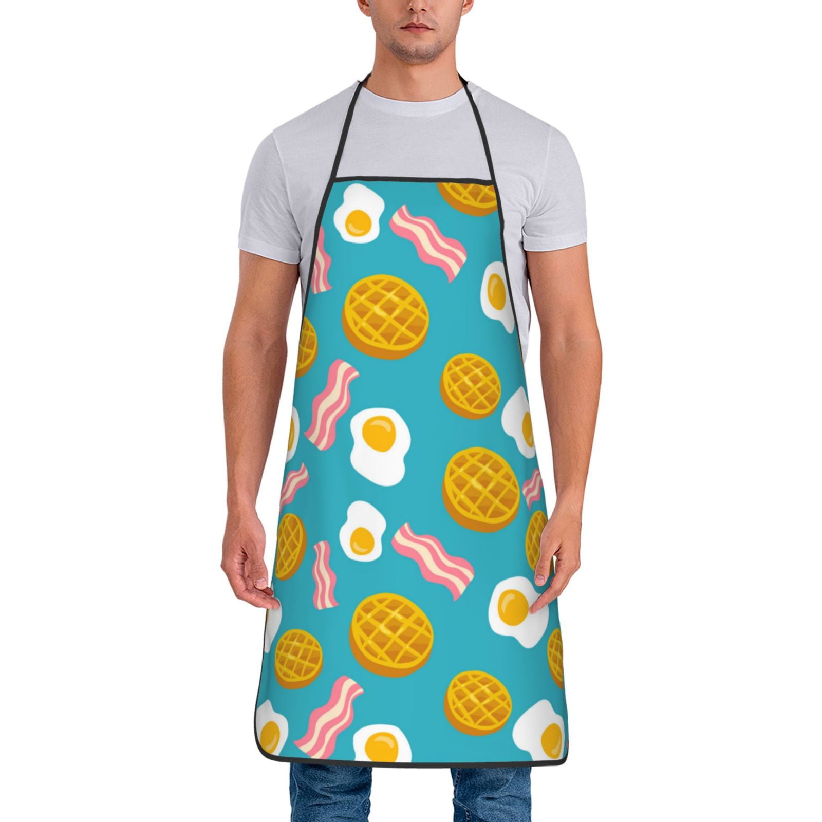 Aprons for Men Women - Waffle Poached Eggs Bacon Cooking Kitchen Apron ...