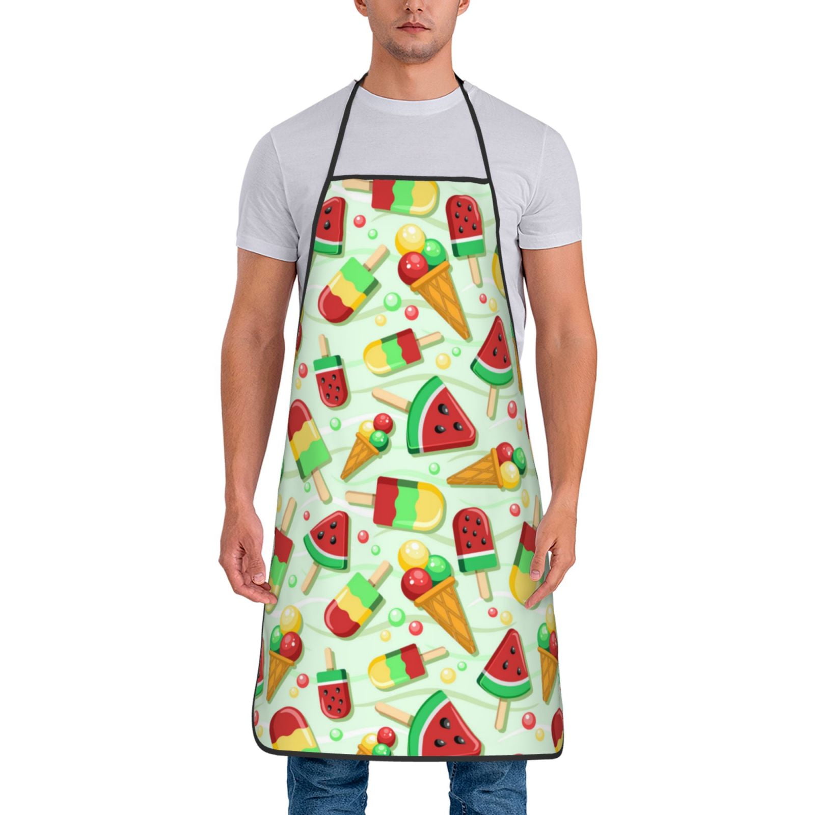 Aprons for Men Women - Watermelon Ice Cream Print Cooking Kitchen Apron ...