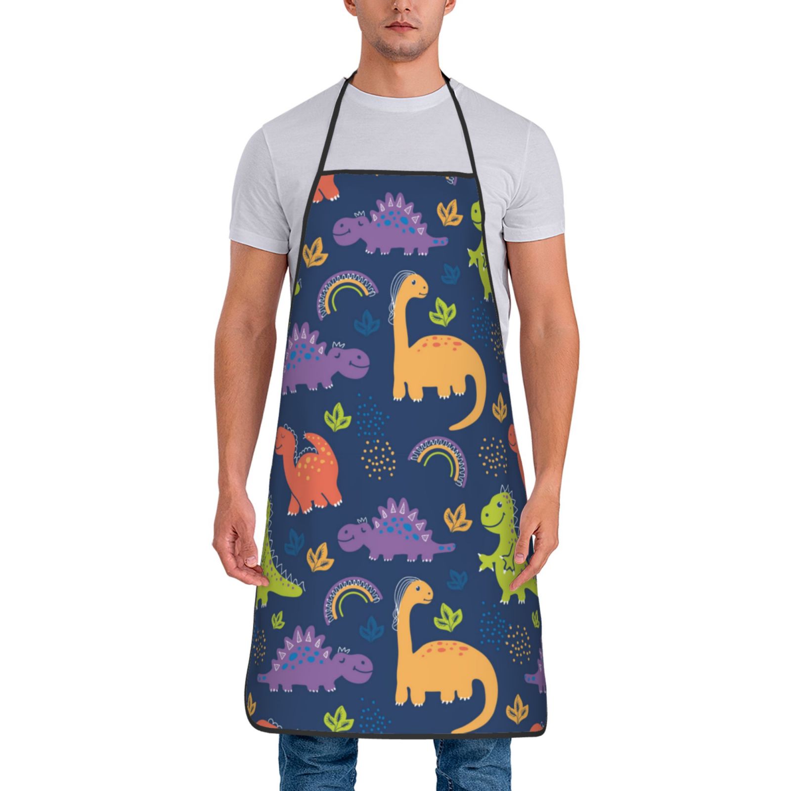 Aprons for Men Women - cartoon Dinosaur cute Cooking Kitchen Apron Chef ...