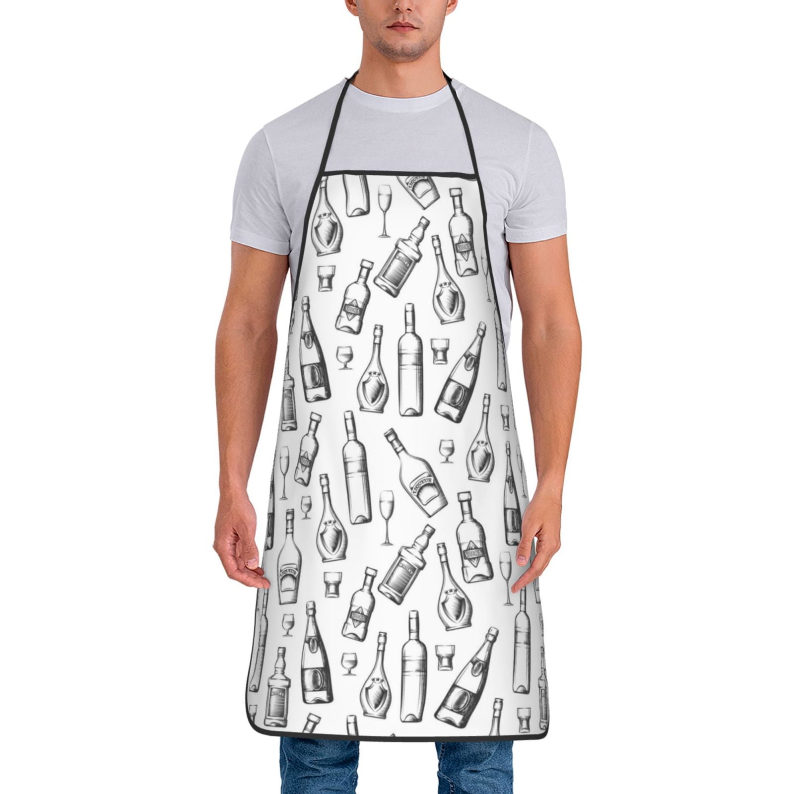 Aprons for Men Women - wine bottle Cooking Kitchen Apron Chef Apron ...