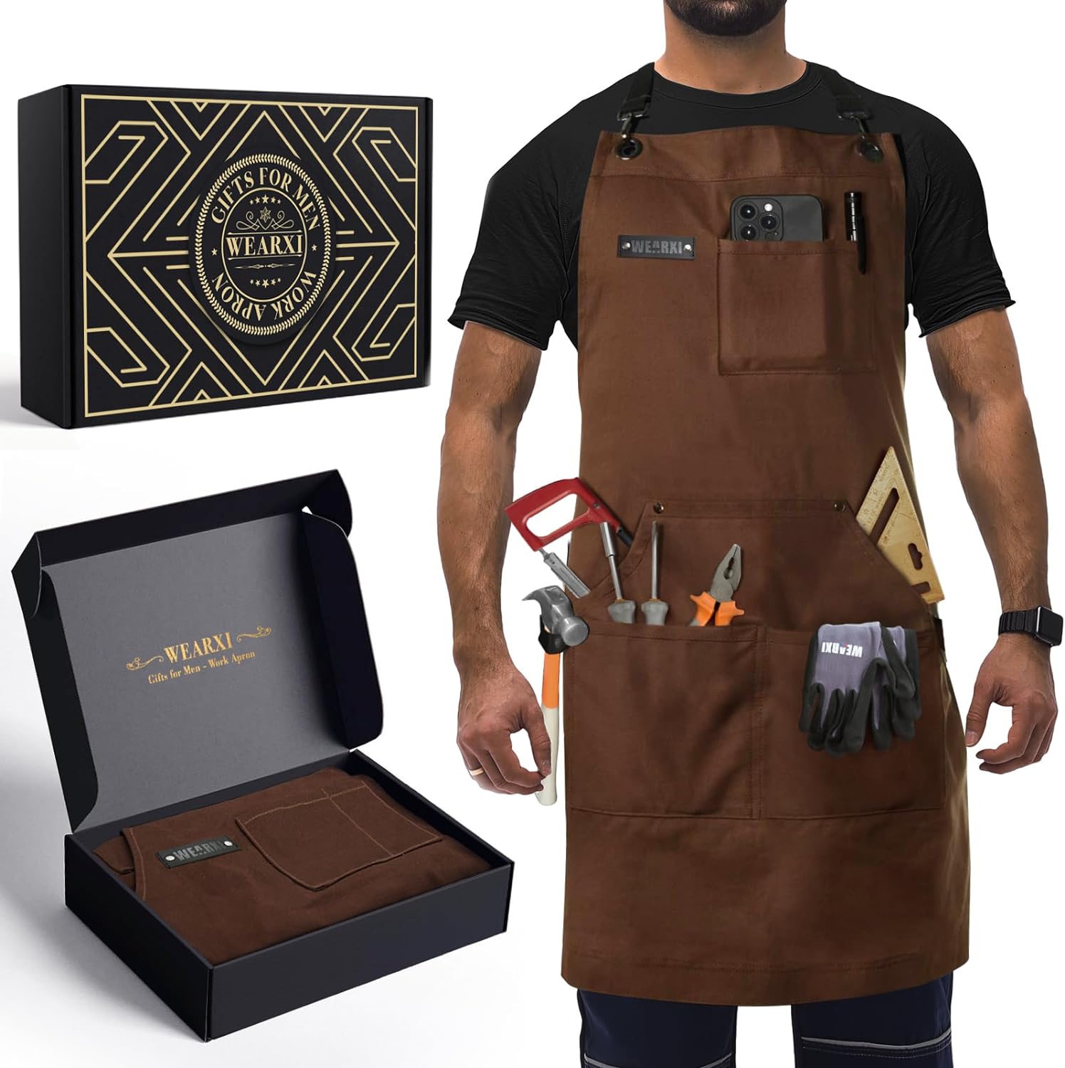 Aprons for Men, Woodworking Apron with Tool Pockets, Canvas Work ...