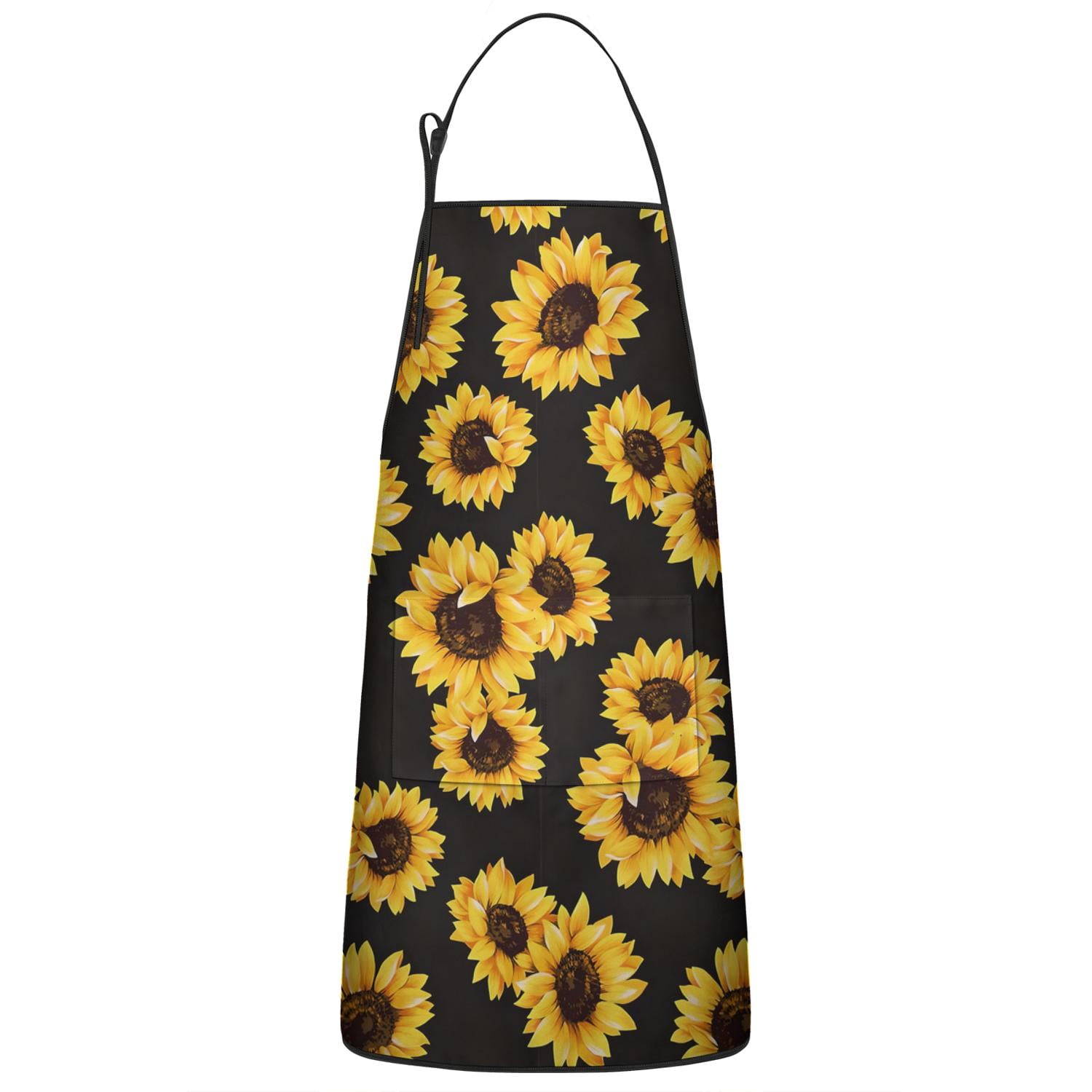 Aprons Sunflower Botanical Farmhouse Bib Apron Cute Adjustable Aprons ...
