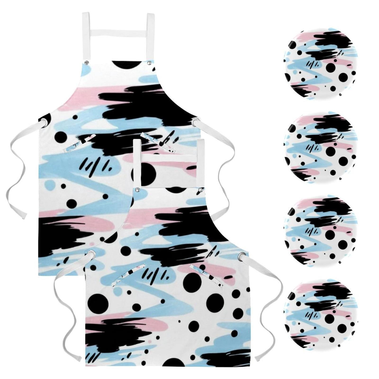 Aprons for Women Men Chef With Pockets - 2 Pack Abstract Art Adjustable ...