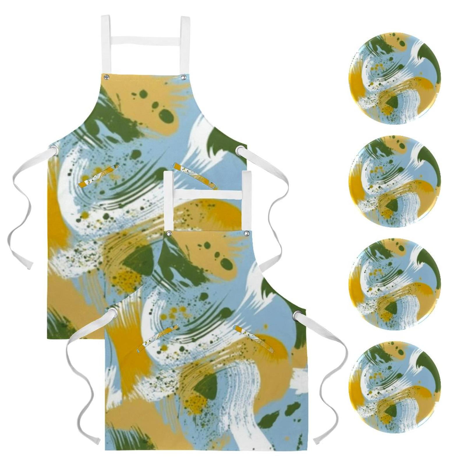 Aprons for Women Men Chef With Pockets - 2 Pack Abstract Graffiti ...