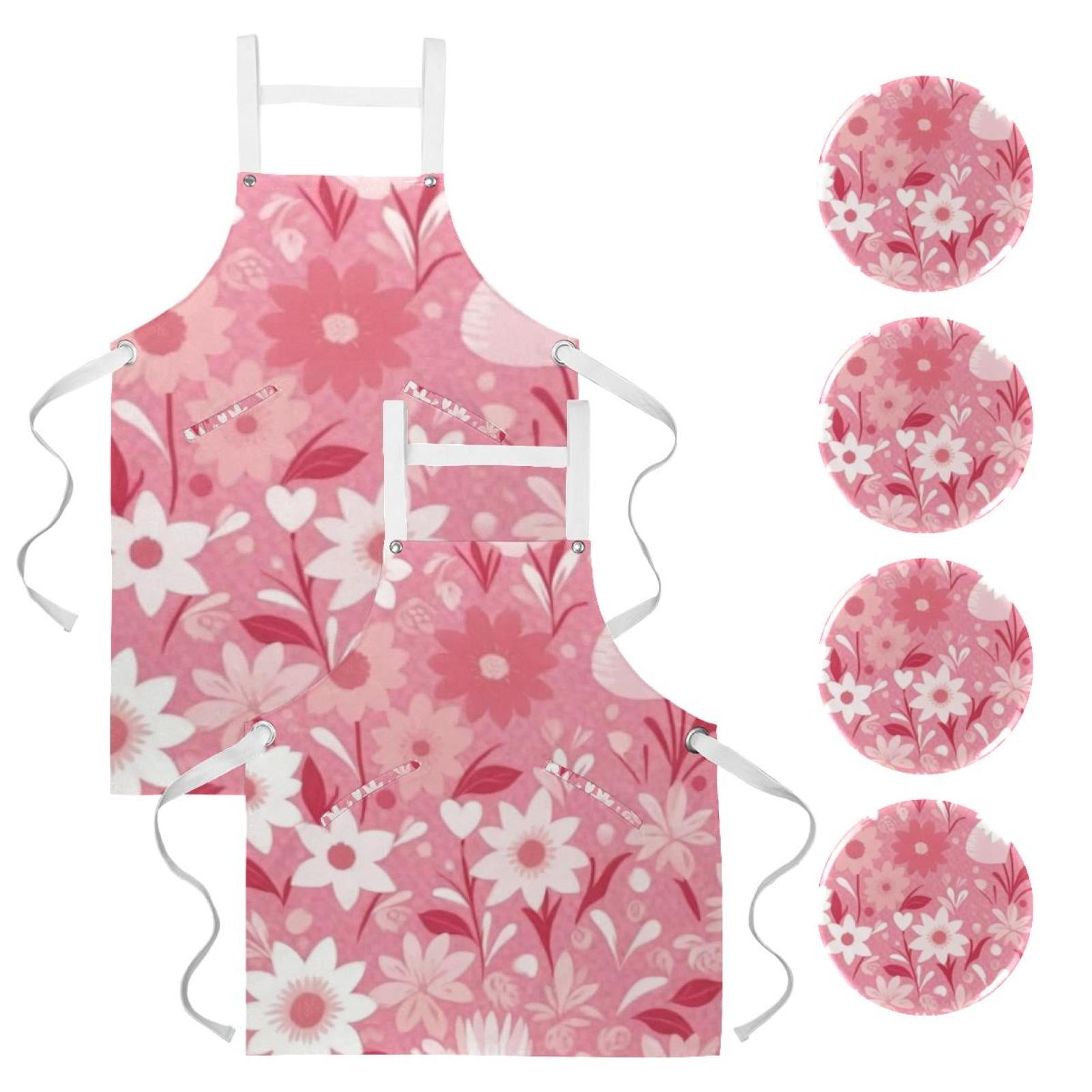 Aprons for Women Men Chef With Pockets - 2 Pack Aesthetic Art Flower ...
