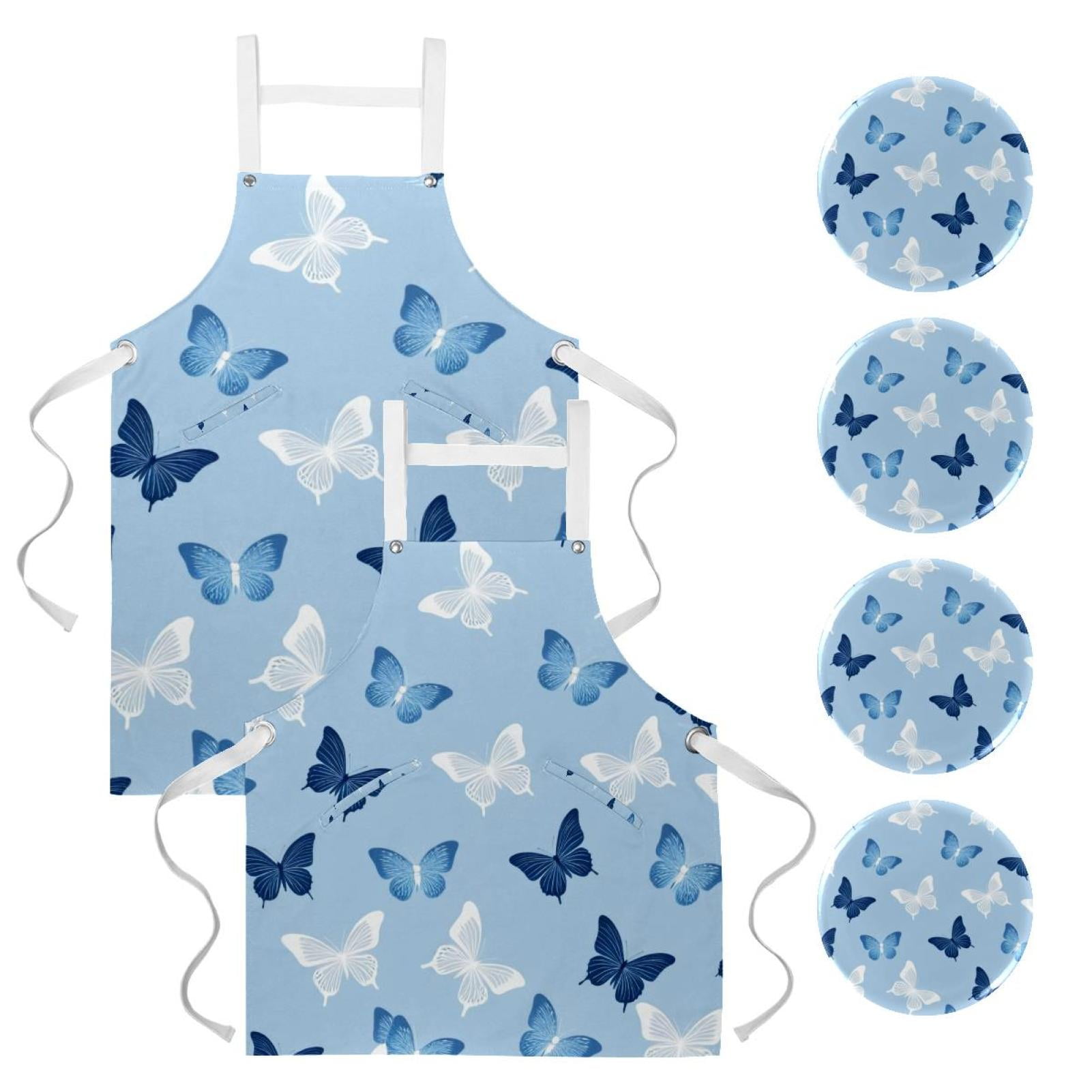 Aprons for Women Men Chef With Pockets - 2 Pack Aesthetic Butterfly ...