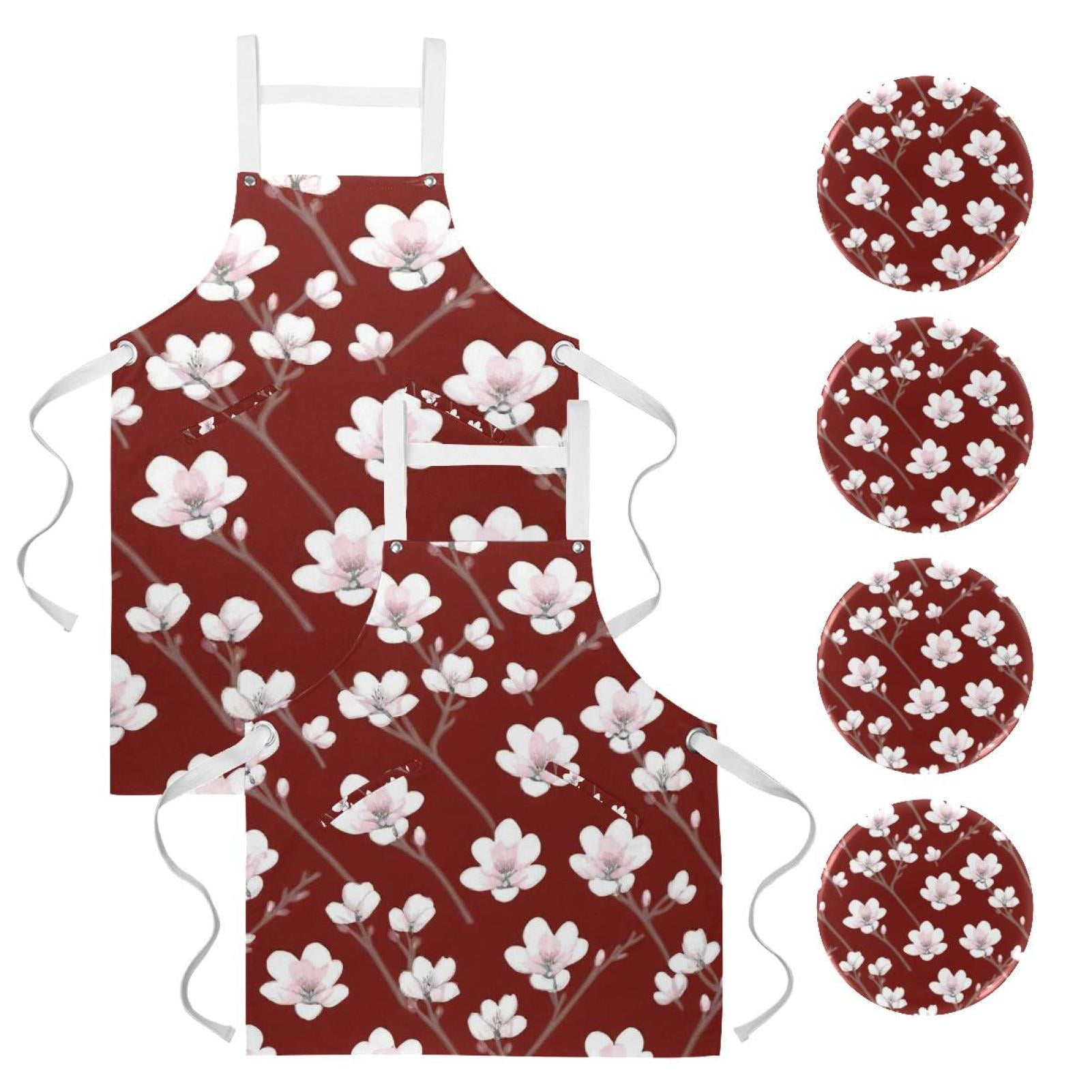 Aprons for Women Men Chef With Pockets - 2 Pack Aesthetic Cherry ...