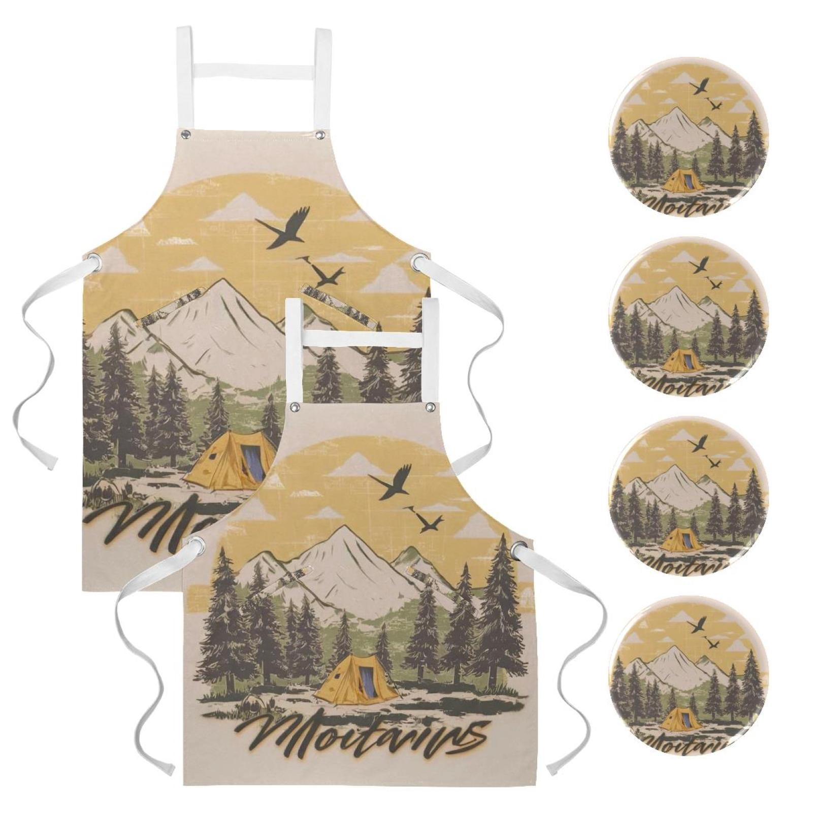 Aprons for Women Men Chef With Pockets - 2 Pack Aesthetic Landscape ...