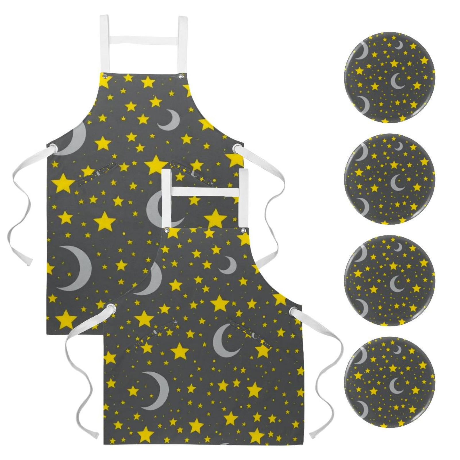 Aprons for Women Men Chef With Pockets - 2 Pack Aesthetic Stars and ...