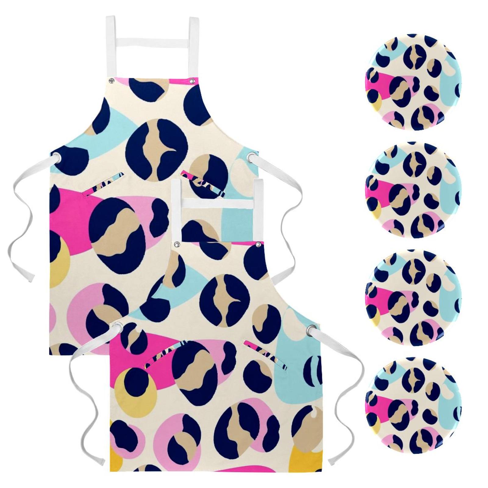 Aprons for Women Men Chef With Pockets - 2 Pack Art Leopard Print ...