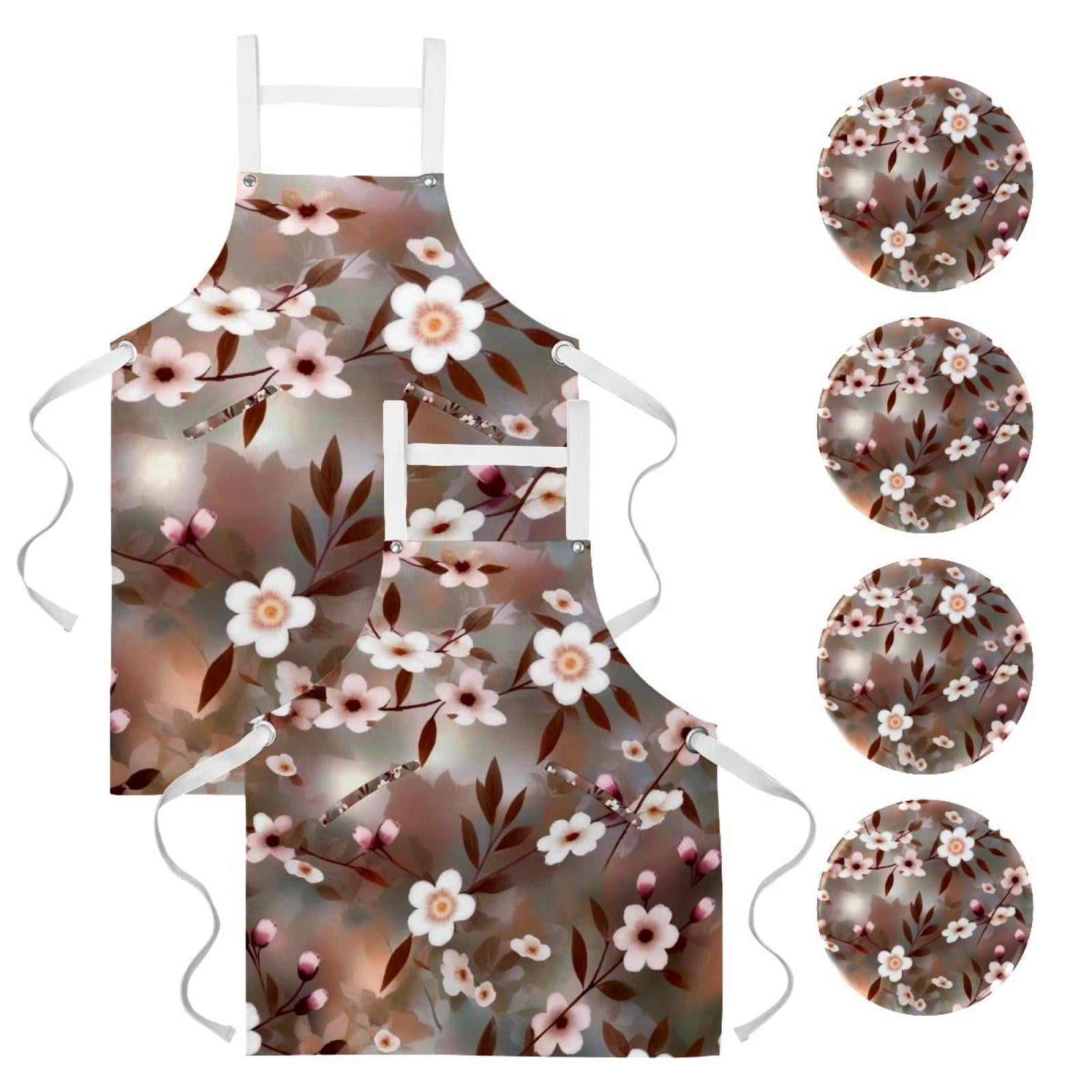 Aprons for Women Men Chef With Pockets - 2 Pack Artistic Cherry ...