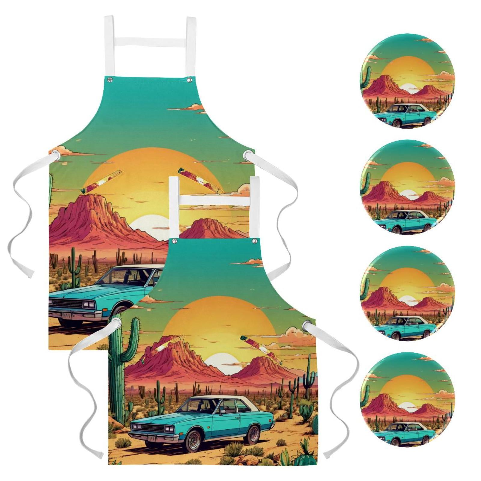 Aprons for Women Men Chef With Pockets - 2 Pack Artistic Scenery ...