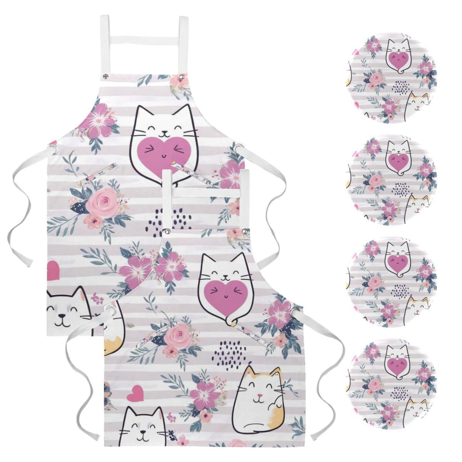 Aprons for Women Men Chef With Pockets - 2 Pack Cartoon Animals ...