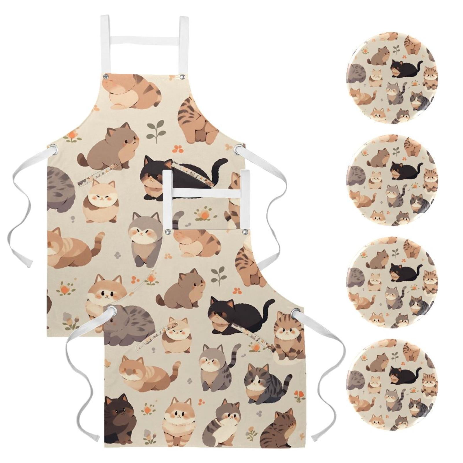 Aprons for Women Men Chef With Pockets - 2 Pack Cartoon Animals ...