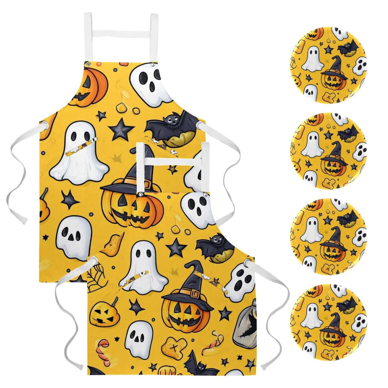 Aprons for Women Men Chef With Pockets - 2 Pack Cartoon Halloween ...
