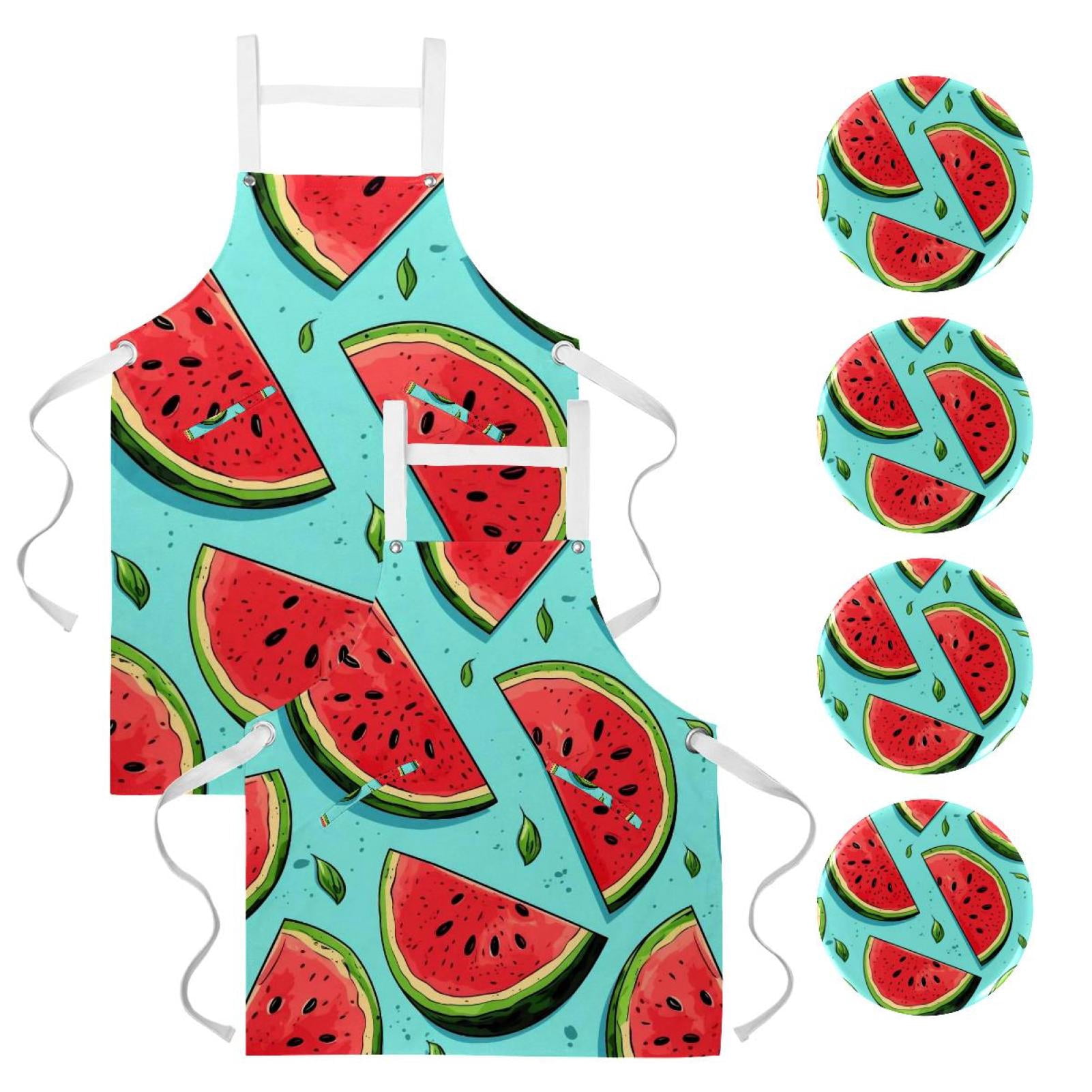 Aprons for Women Men Chef With Pockets - 2 Pack Cartoon Watermelon ...