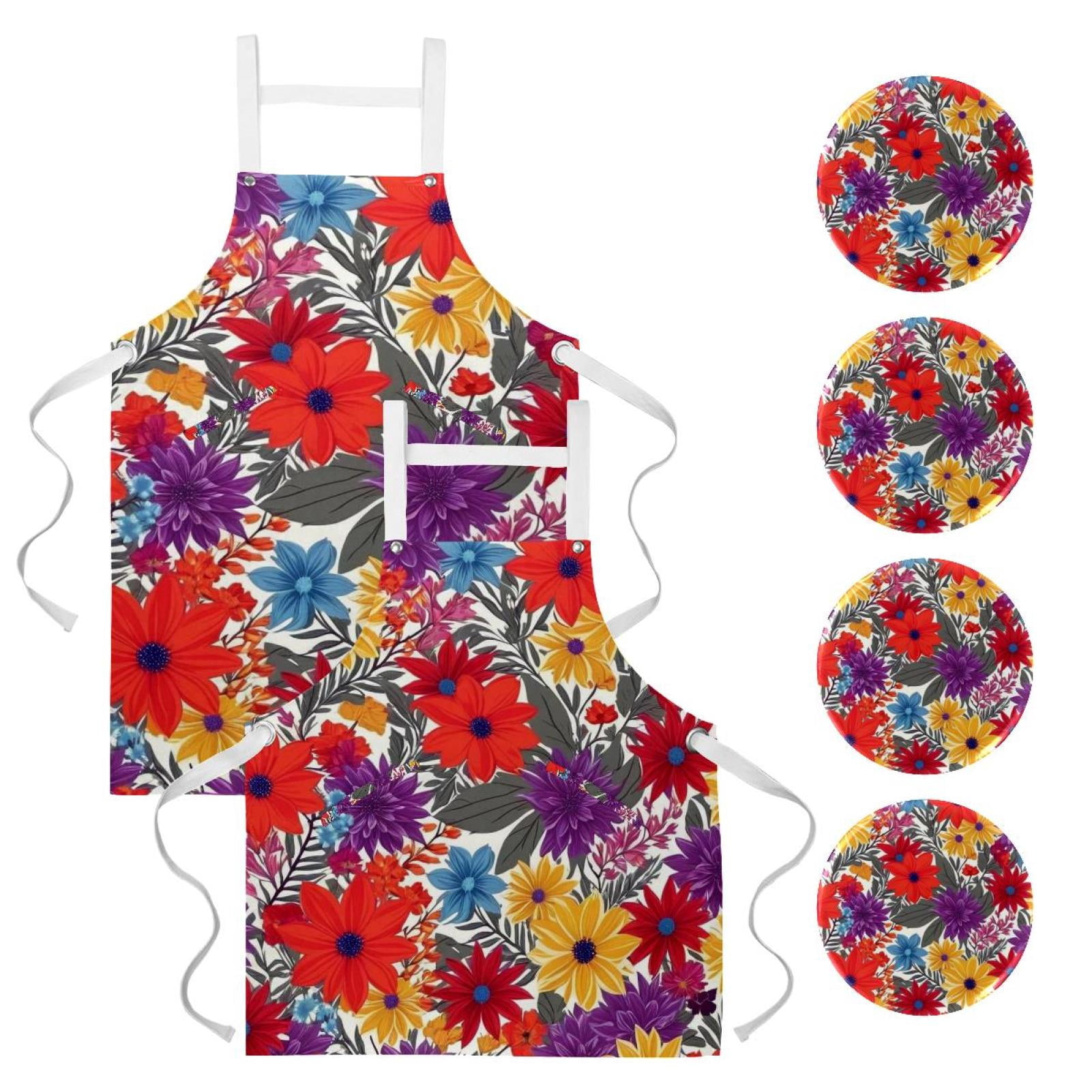 Aprons for Women Men Chef With Pockets - 2 Pack Colored Leaves ...
