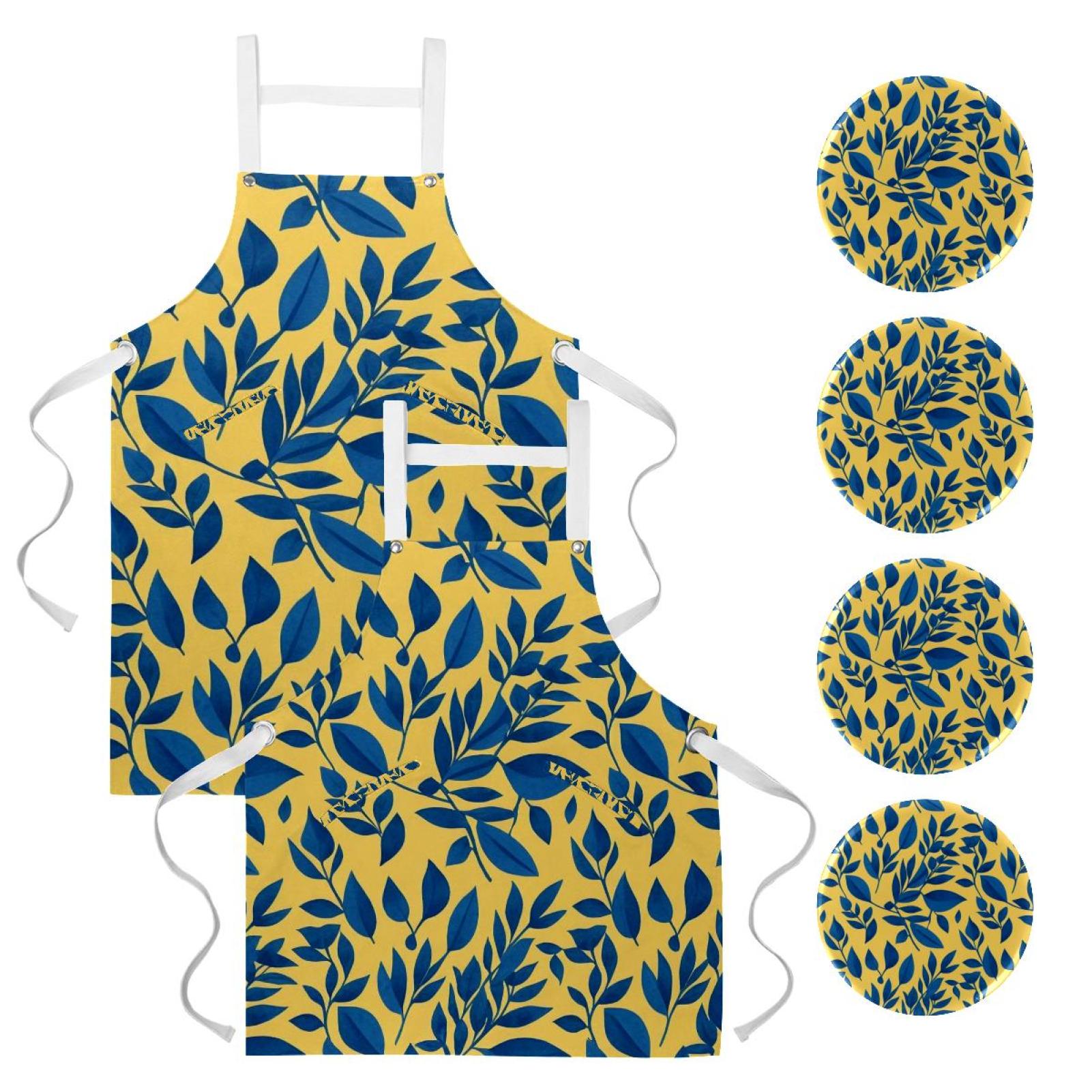 Aprons for Women Men Chef With Pockets - 2 Pack Colored Leaves ...