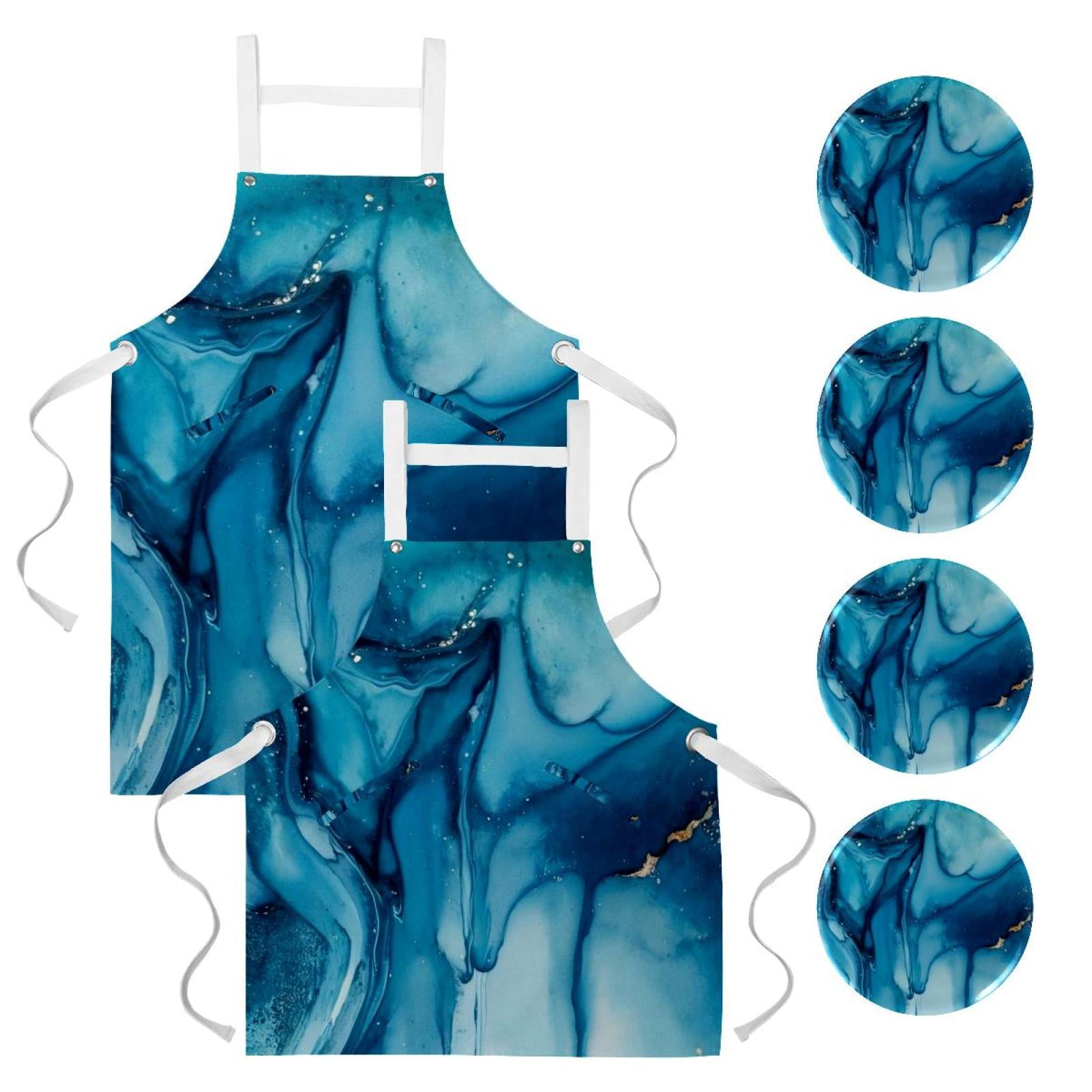 Aprons for Women Men Chef With Pockets - 2 Pack Colored Marble ...
