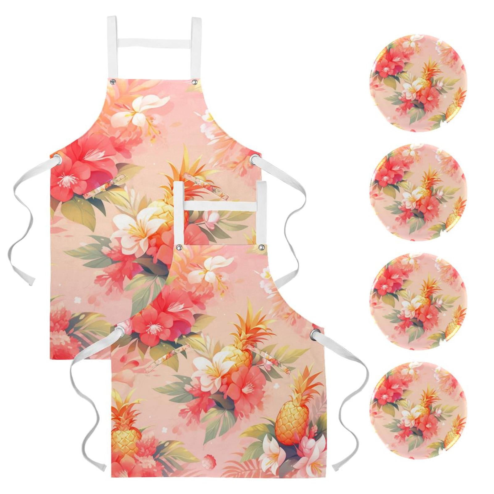 Aprons for Women Men Chef With Pockets - 2 Pack Colored Pineapple ...