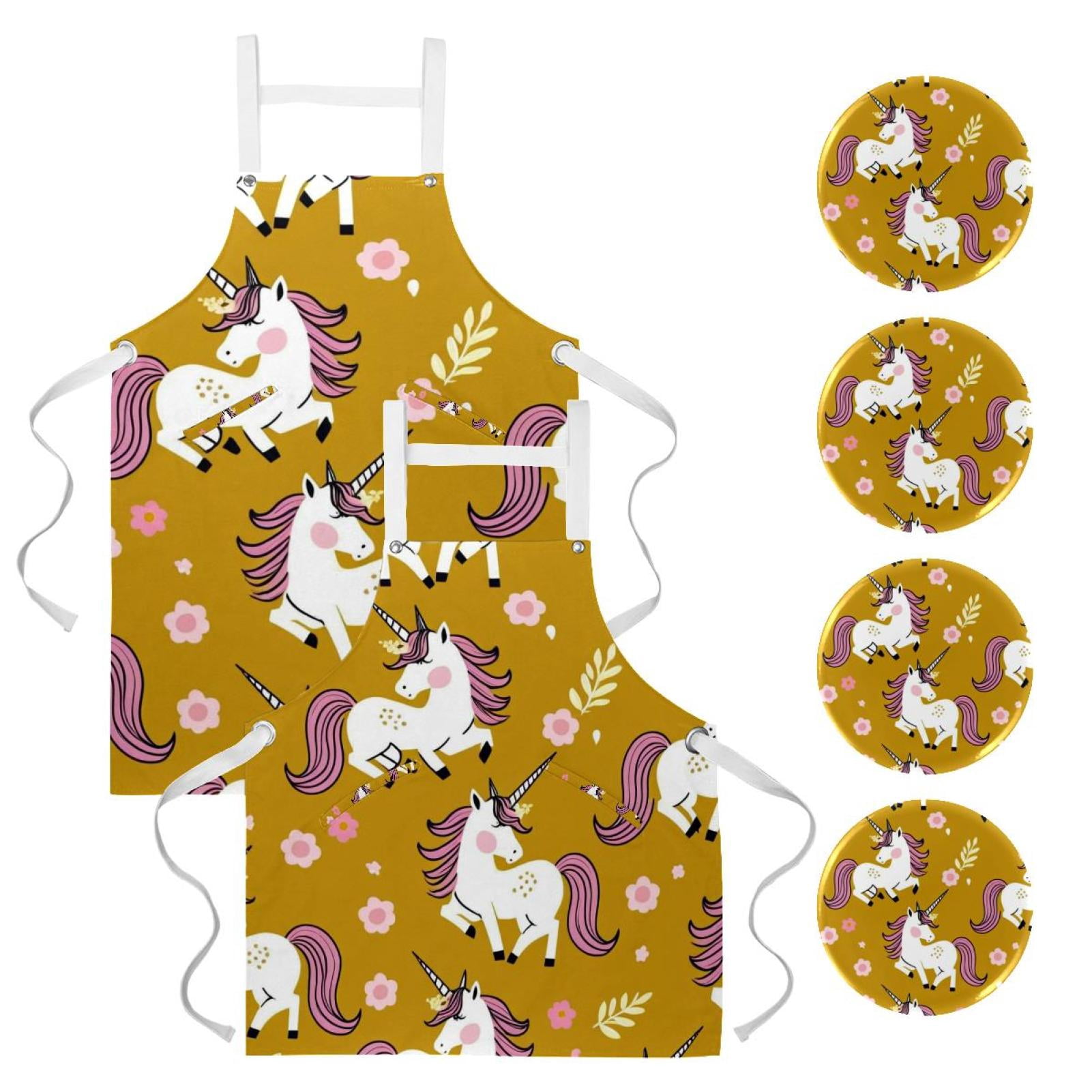 Aprons for Women Men Chef With Pockets - 2 Pack Colored Unicorn ...