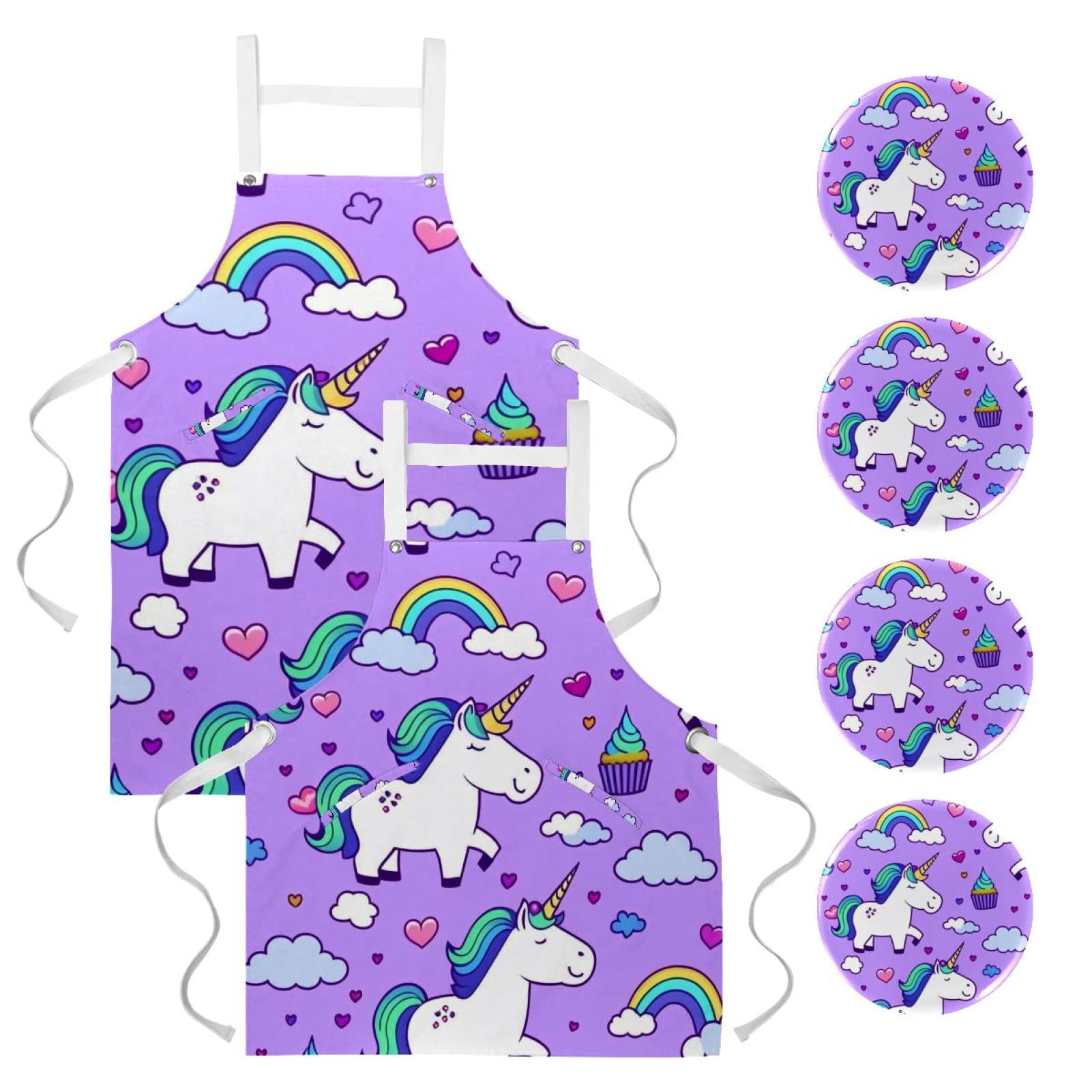 Aprons for Women Men Chef With Pockets - 2 Pack Colored Unicorn ...