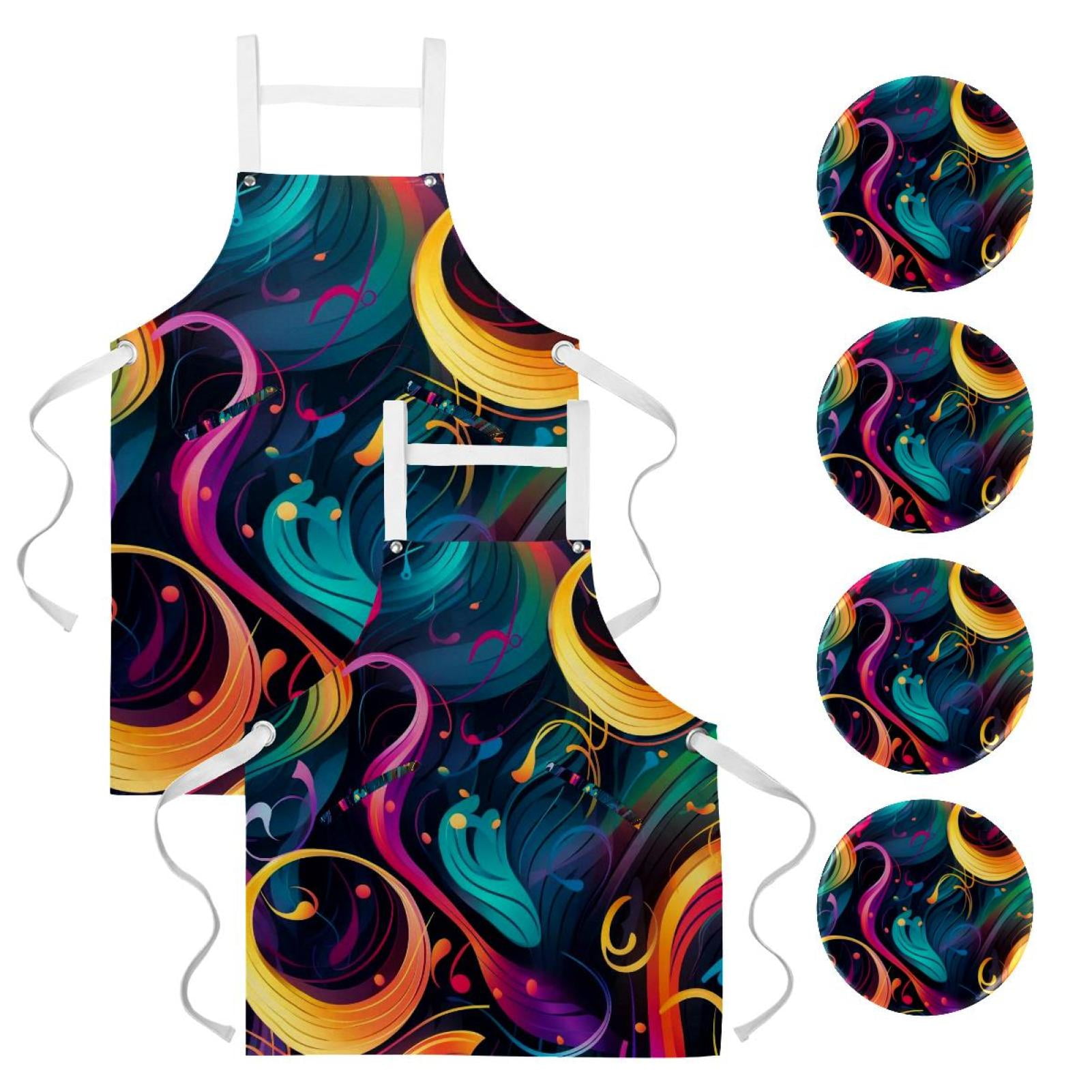 Aprons for Women Men Chef With Pockets - 2 Pack Colorful Aesthetic ...