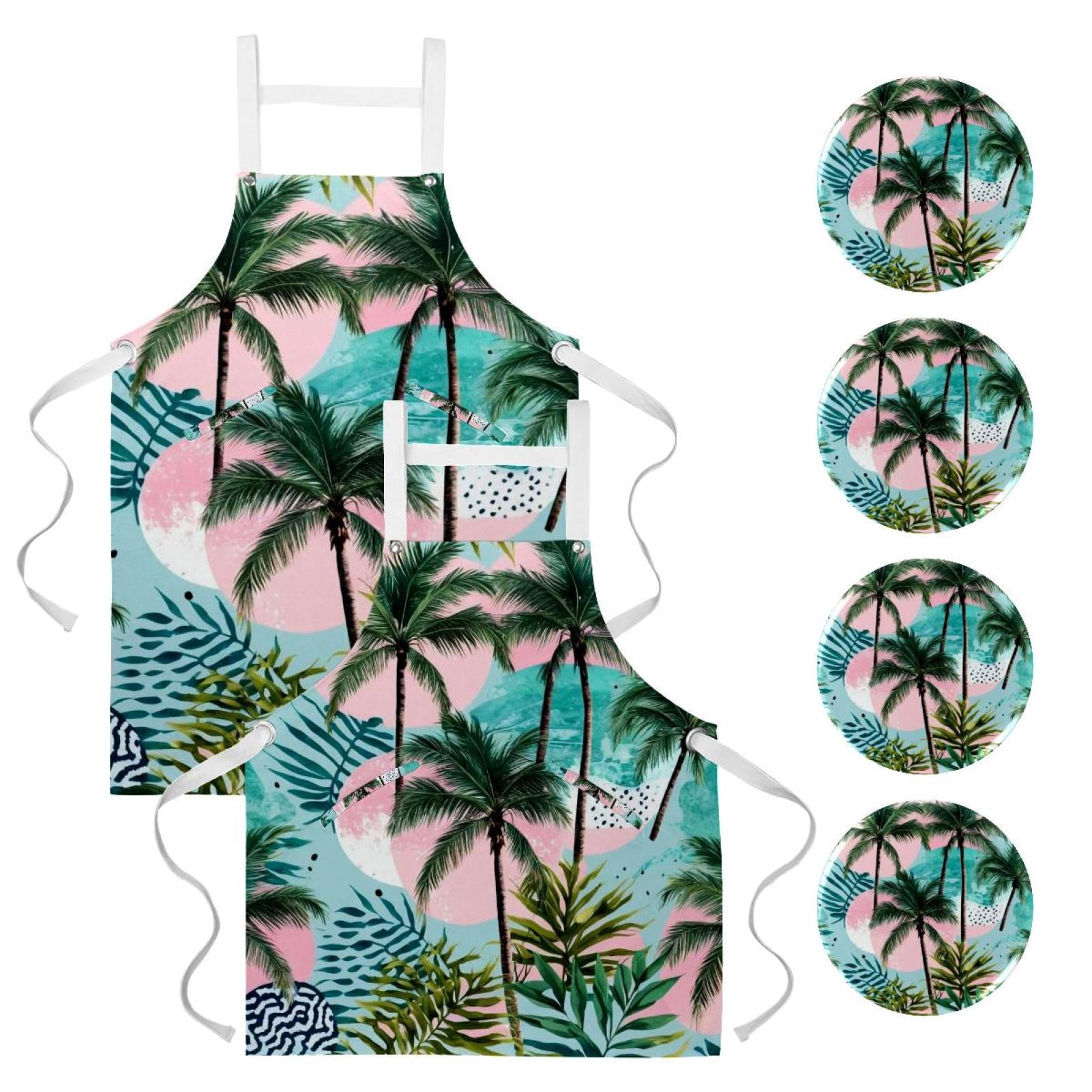 Aprons for Women Men Chef With Pockets - 2 Pack Colorful Art Leaves ...