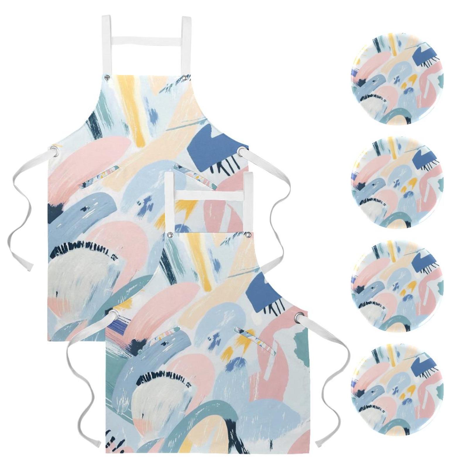 Aprons for Women Men Chef With Pockets - 2 Pack Colorful Graffiti ...