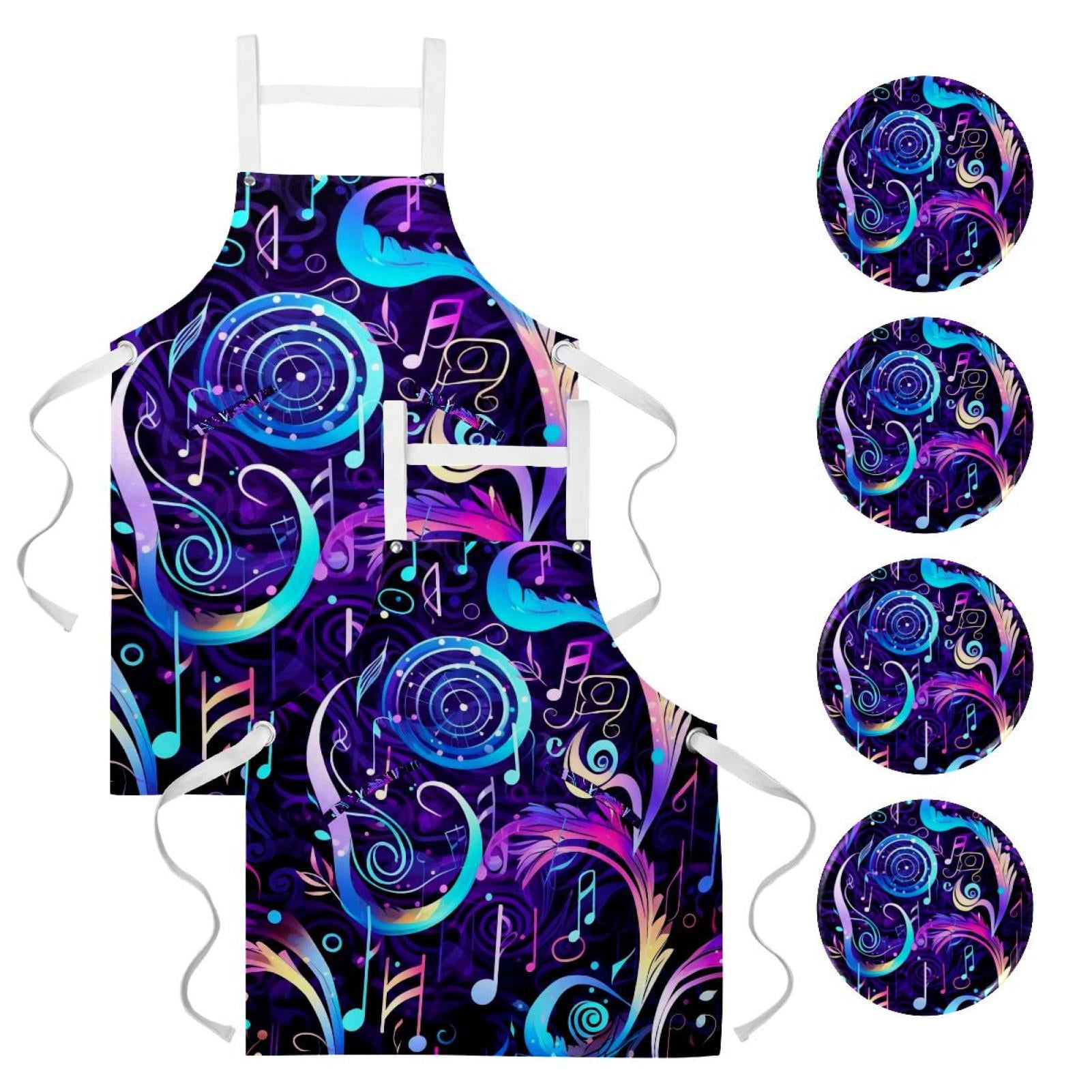 Aprons for Women Men Chef With Pockets - 2 Pack Colorful Notes ...