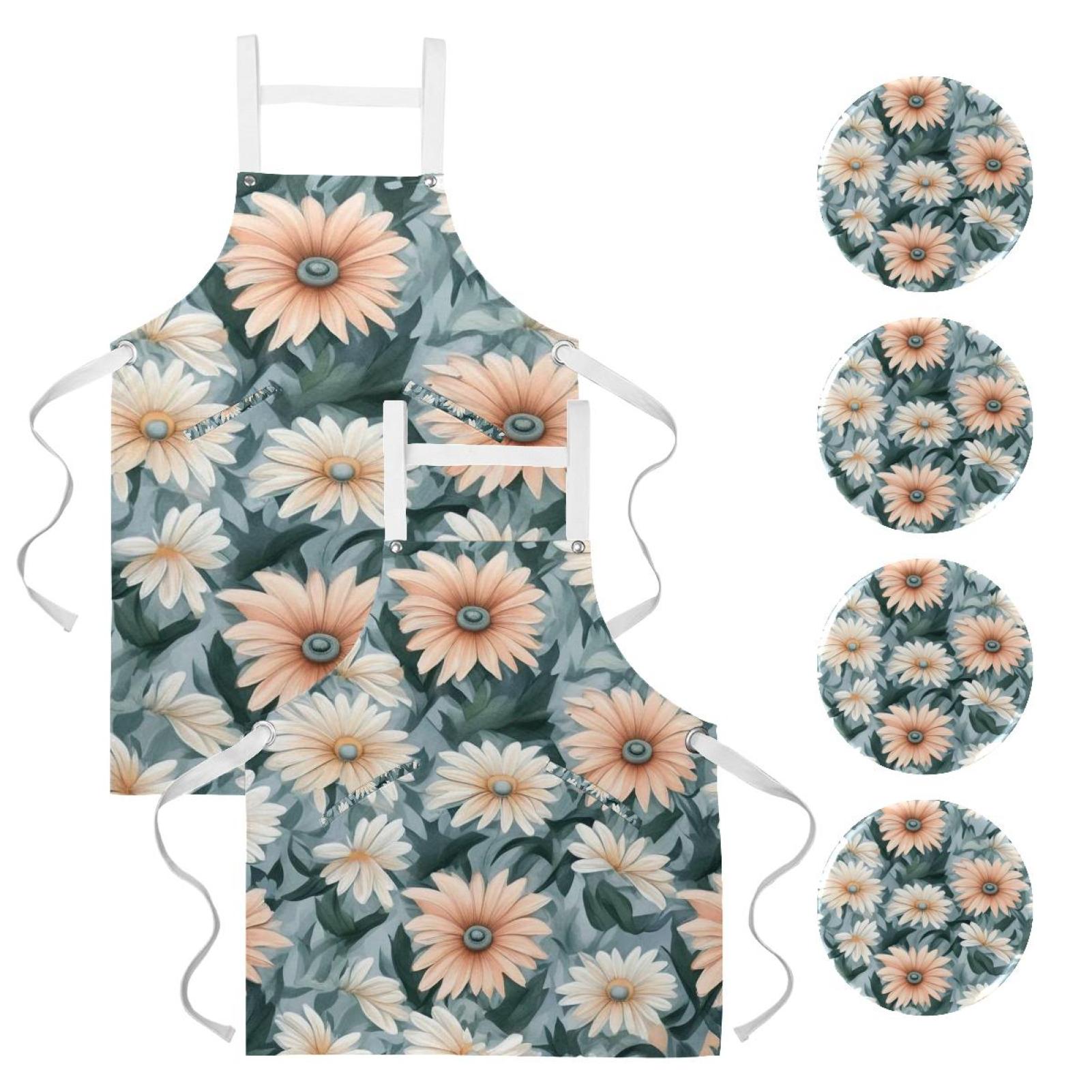 Aprons for Women Men Chef With Pockets - 2 Pack Colorful Sunflowers ...