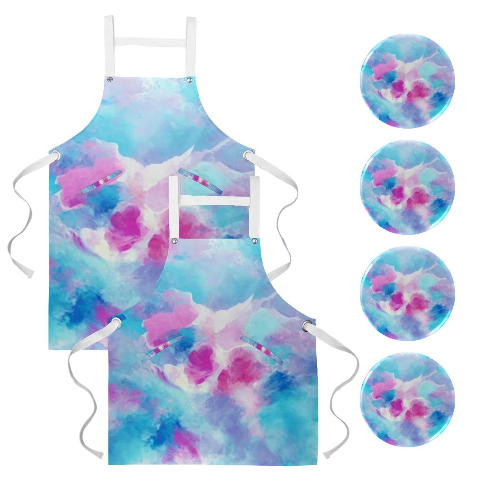 Aprons for Women Men Chef With Pockets - 2 Pack Colorful Tie Dyeing ...