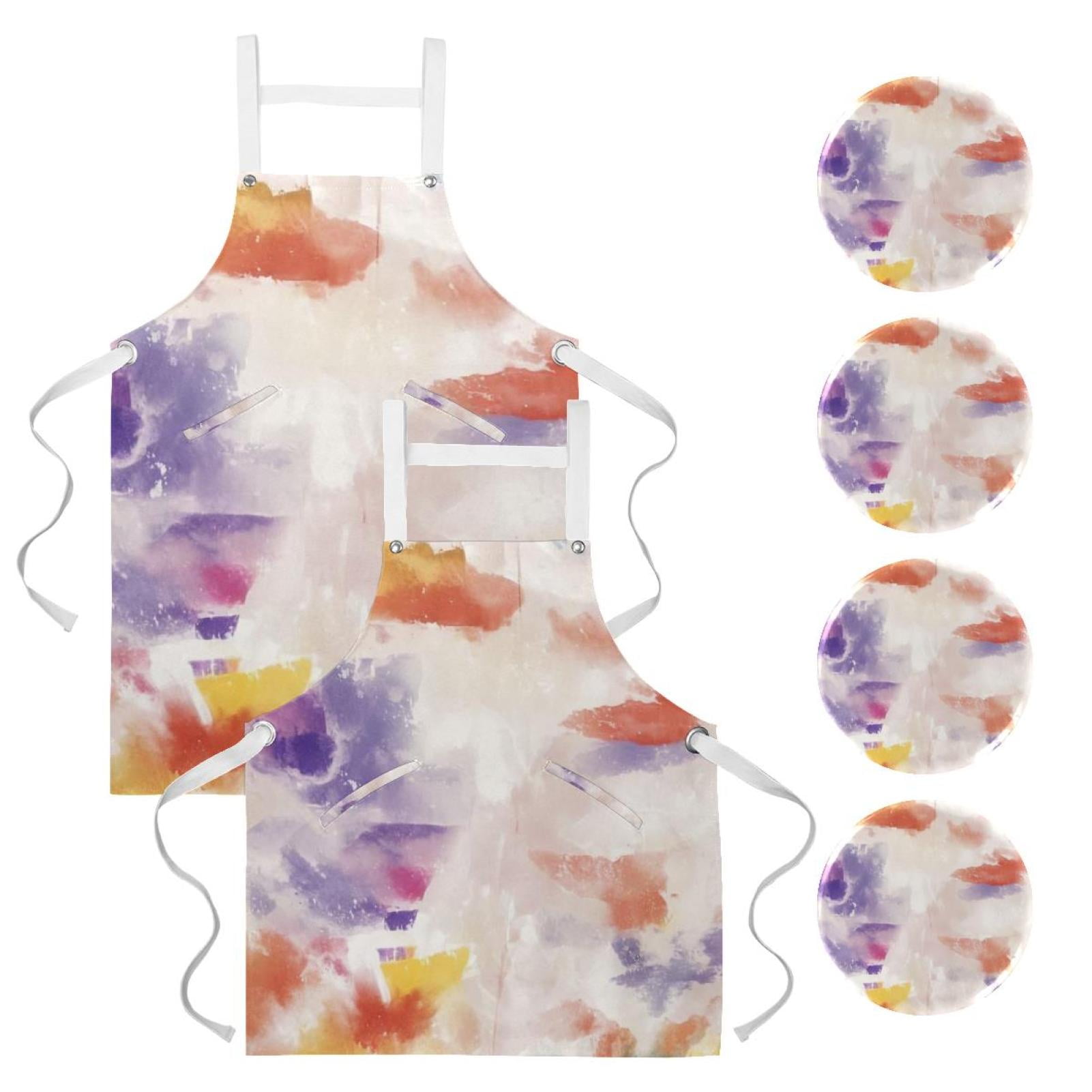 Aprons for Women Men Chef With Pockets - 2 Pack Colorful Tie Dyeing ...