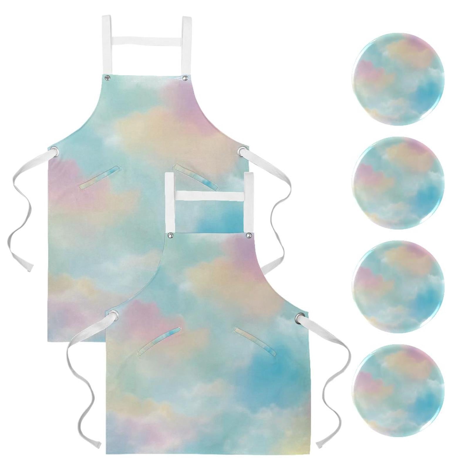 Aprons for Women Men Chef With Pockets - 2 Pack Colorful Tie Dyeing ...