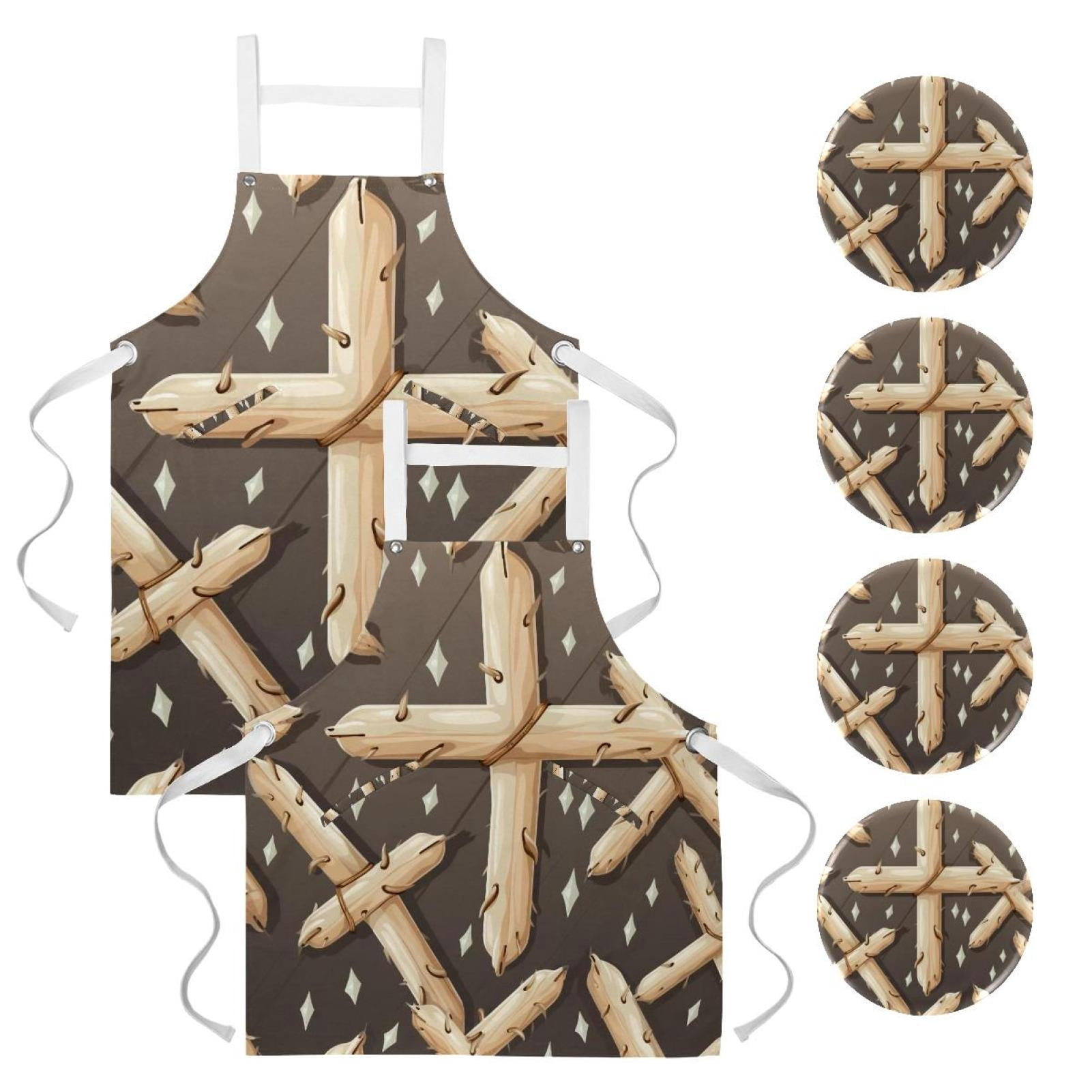 Aprons for Women Men Chef With Pockets - 2 Pack Easter Cross Art ...