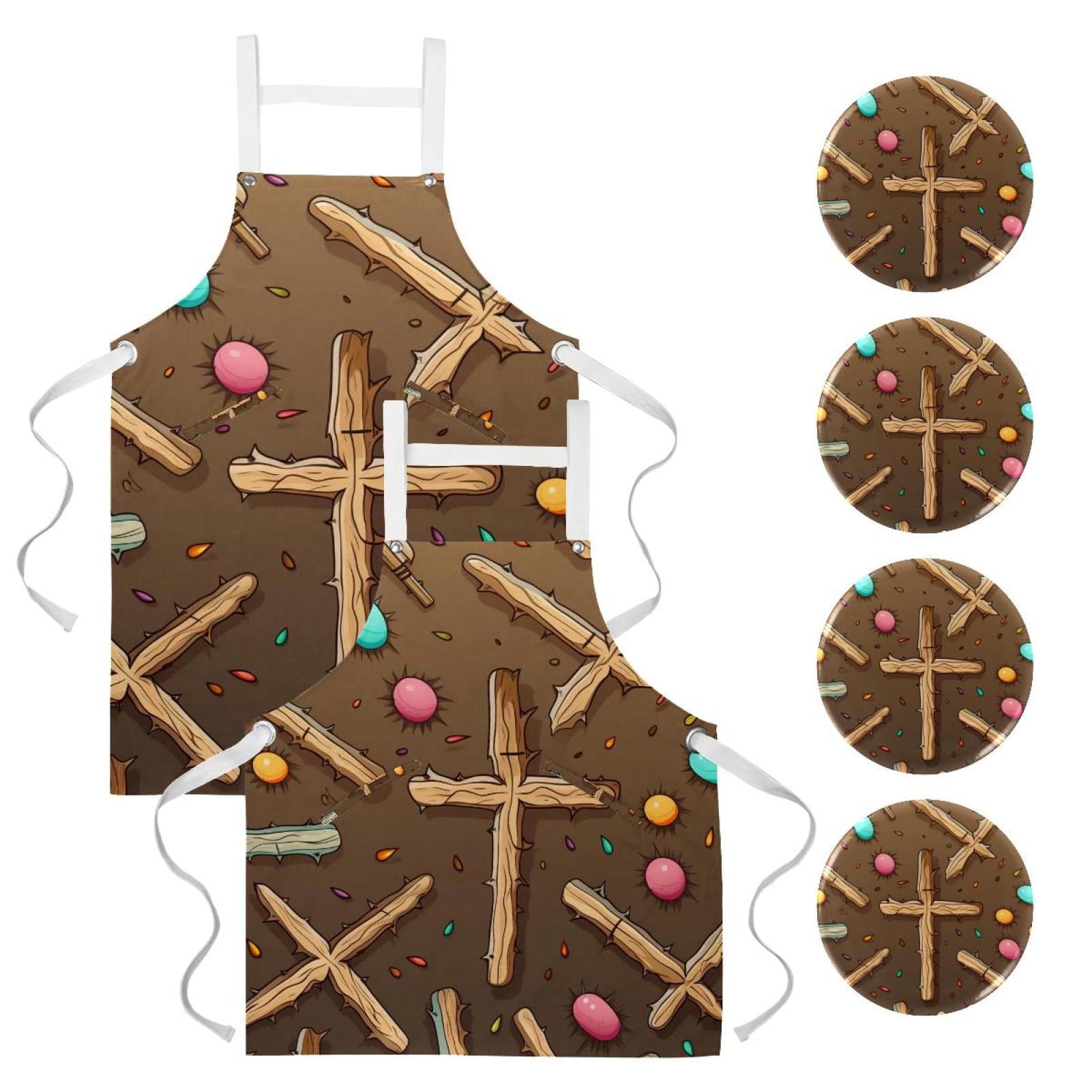 Aprons for Women Men Chef With Pockets - 2 Pack Easter Cross Art ...