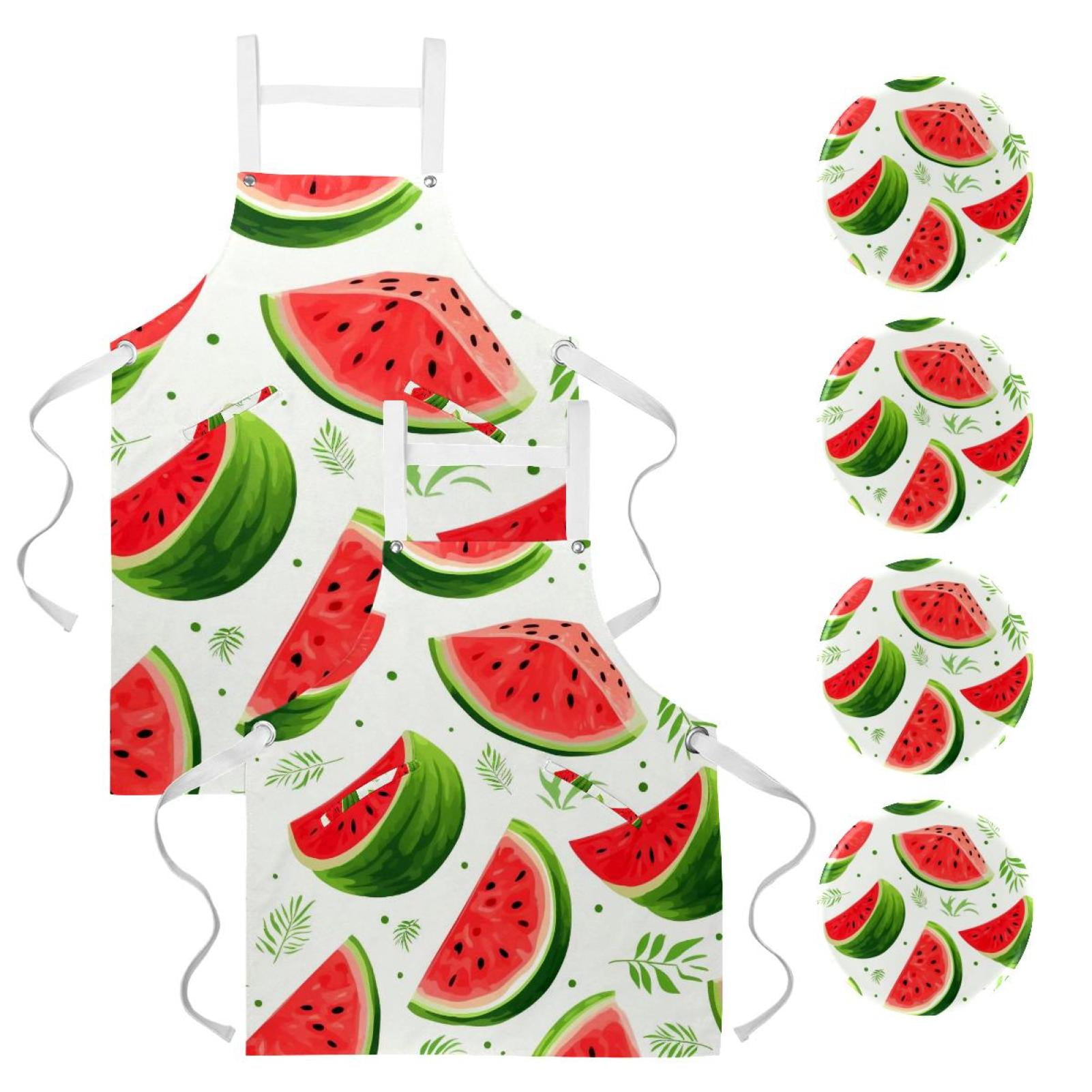 Aprons for Women Men Chef With Pockets - 2 Pack Fresh Watermelon ...