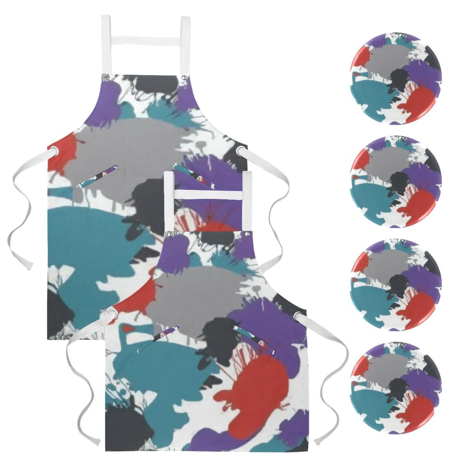Aprons for Women Men Chef With Pockets - 2 Pack Graffiti Art Adjustable ...