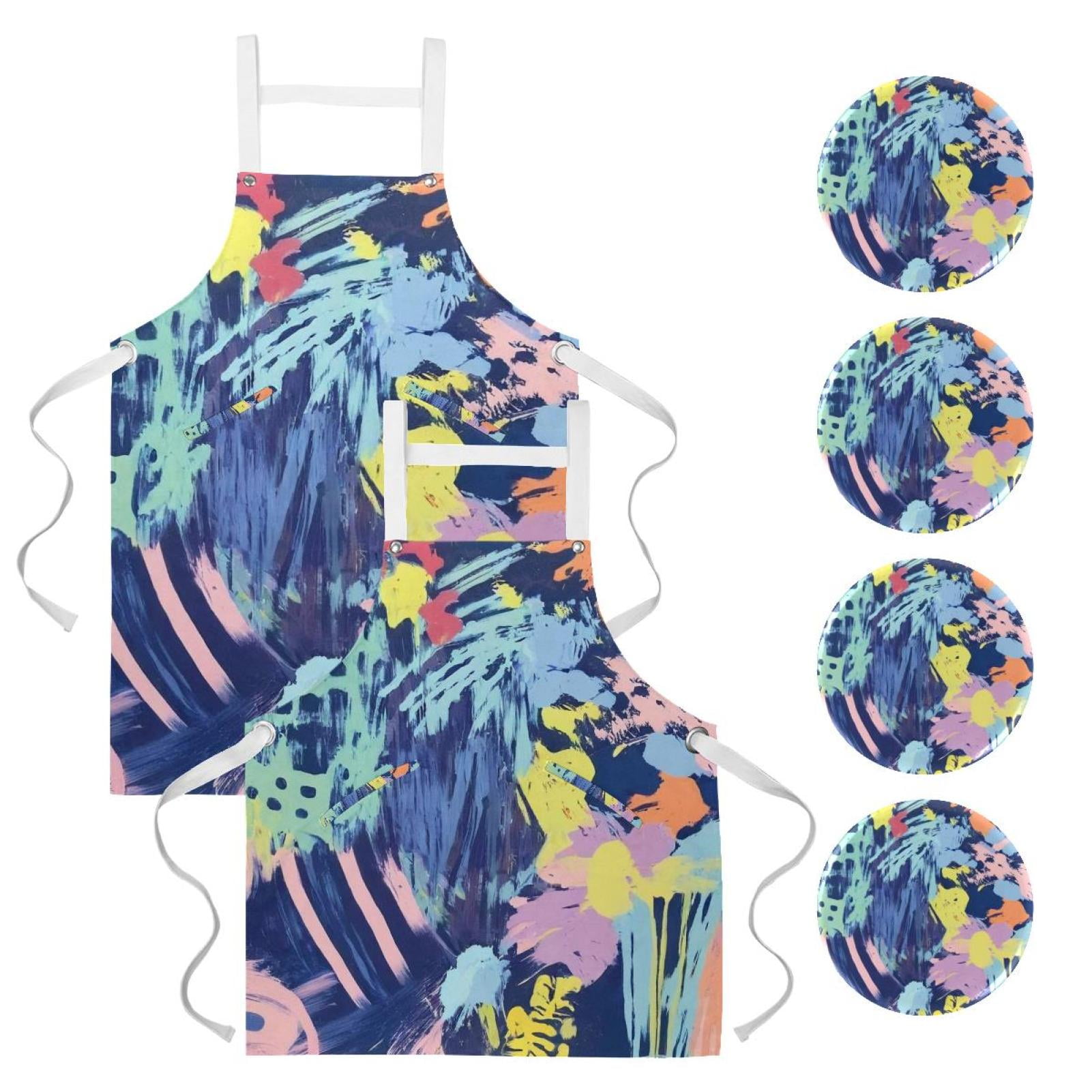 Aprons for Women Men Chef With Pockets - 2 Pack Graffiti in Color ...