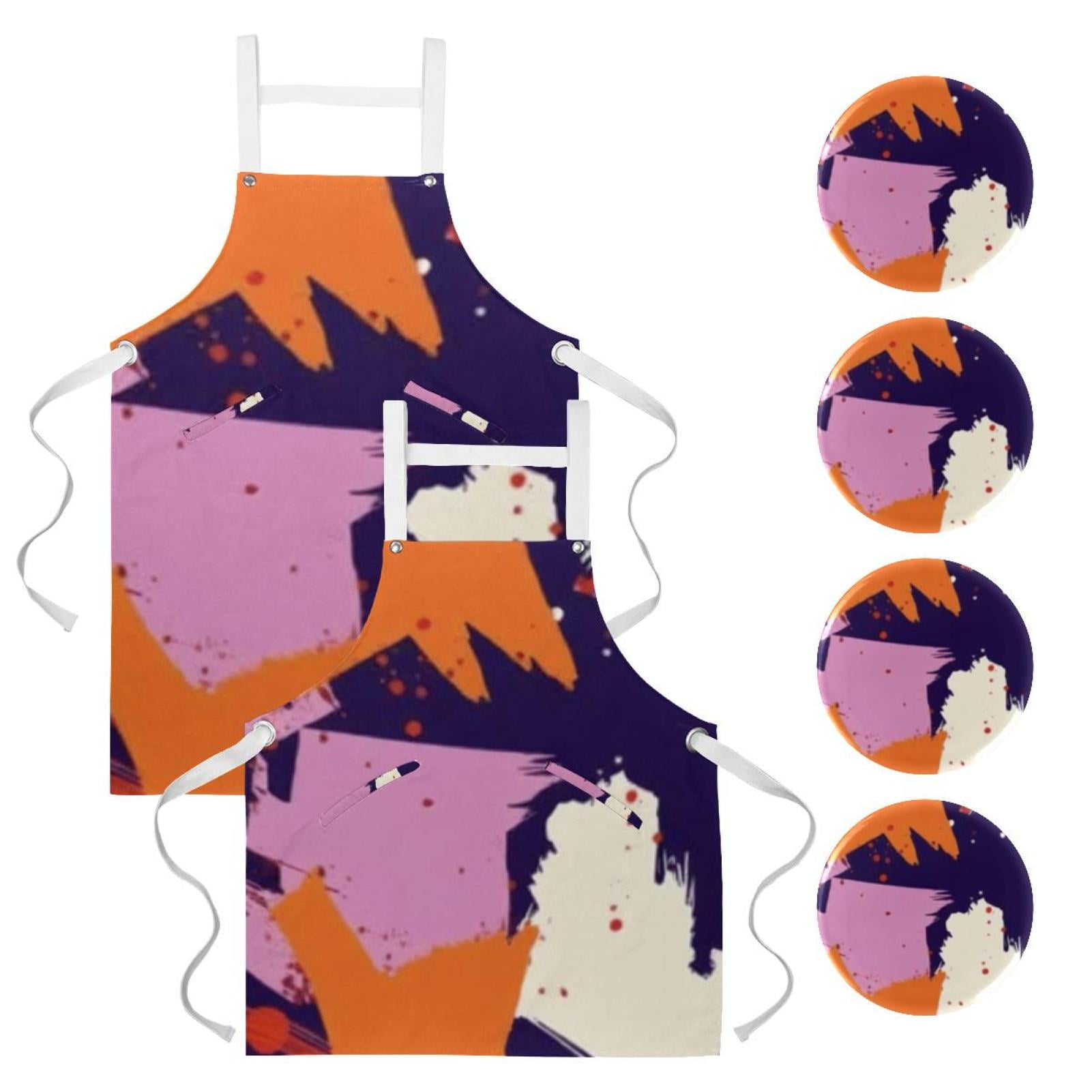 Aprons for Women Men Chef With Pockets - 2 Pack Graffiti in Color ...