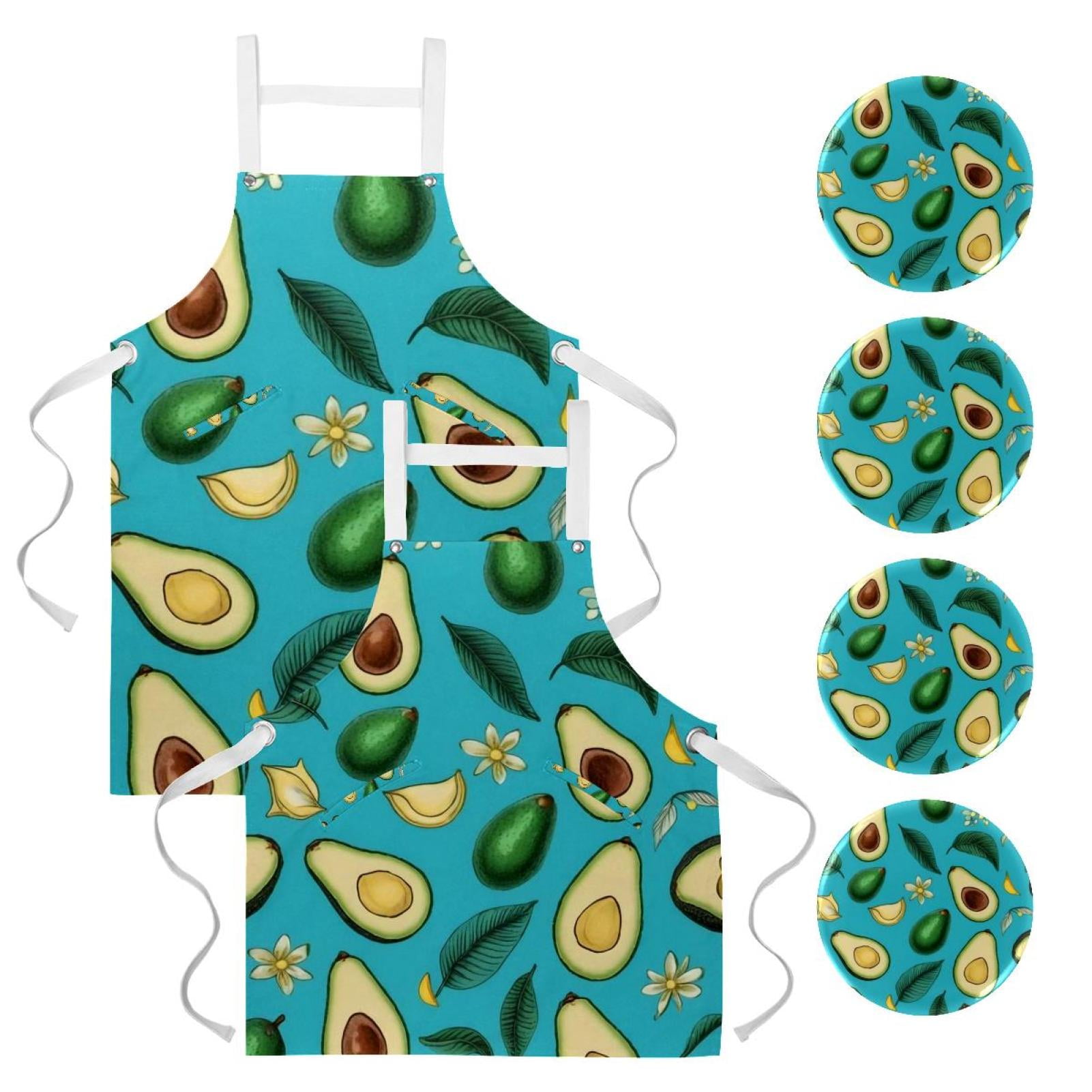 Aprons for Women Men Chef With Pockets - 2 Pack Green avocado ...