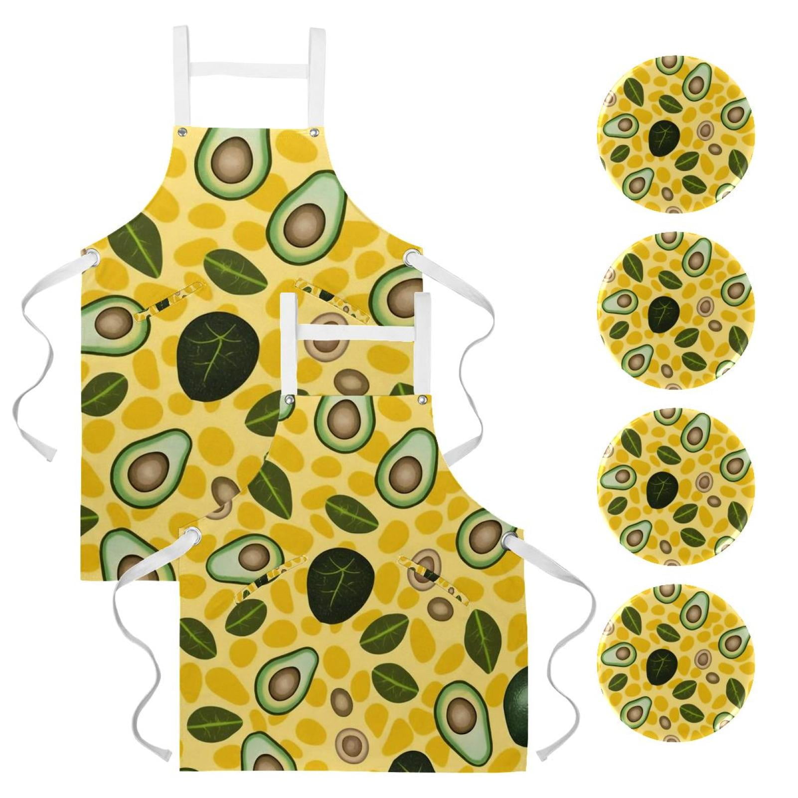 Aprons for Women Men Chef With Pockets - 2 Pack Green avocado ...