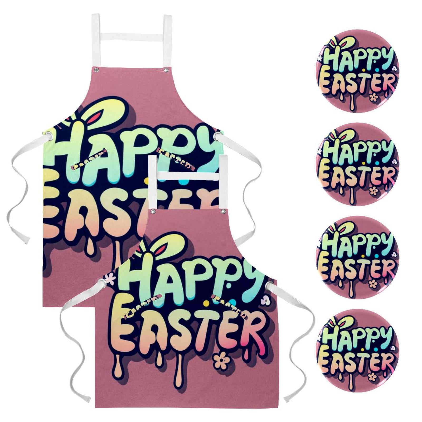 Aprons for Women Men Chef With Pockets - 2 Pack Happy Easter Creative ...